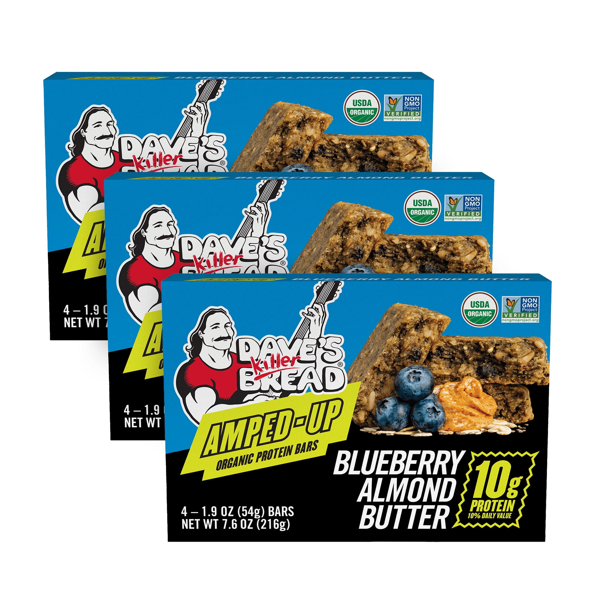Dave's Killer Bread Blueberry Almond Butter Amped Up Protein Bars, 4 CT ...
