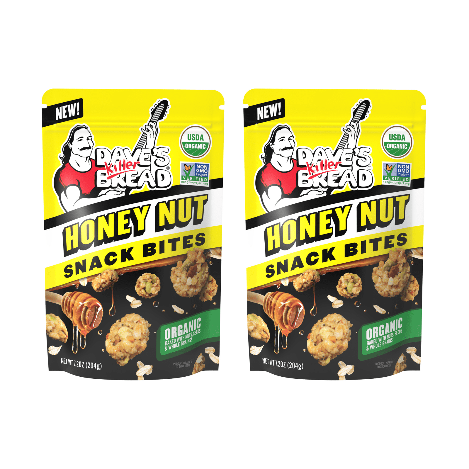 Dave's Killer Bread Organic Honey Nut Snack Bites, 7.2 oz, 2-Pack, Non ...