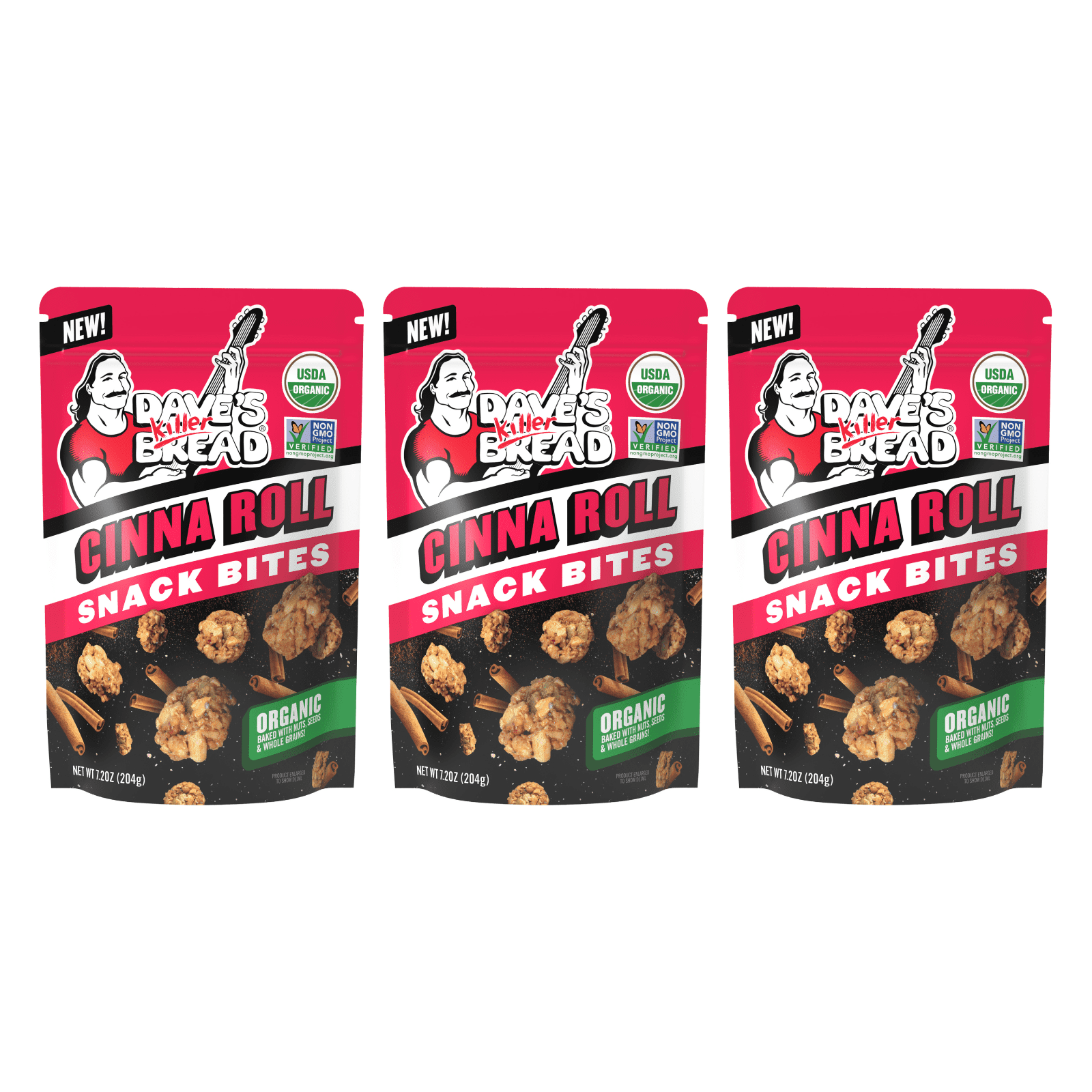Dave's Killer Bread Super Cinna Roll Crunchy Snack Bites, 7.2 oz (Pack ...
