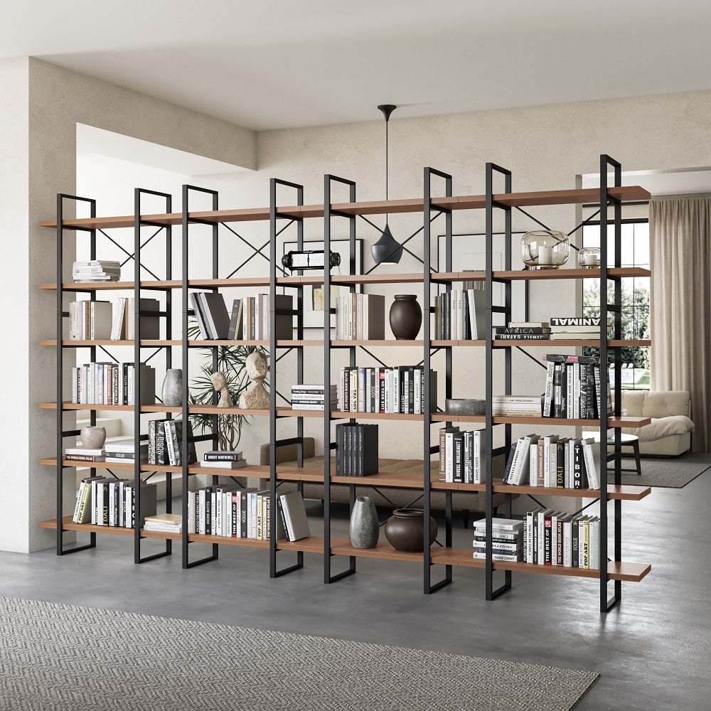 Davee Brown Walnut Color 6 Tiers Display and Storage Room Divider ...