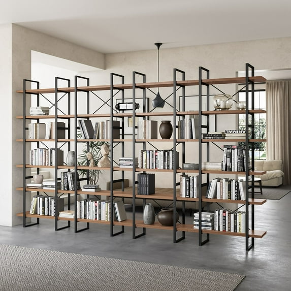 Davee Brown Walnut Color 6 Tiers Display and Storage Room Divider ...