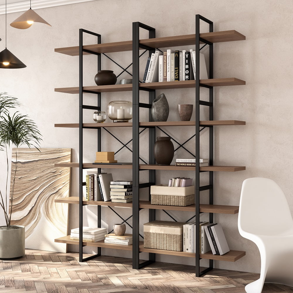 Davee Brown Walnut Color Storage organizer and Display Bookshelves ...