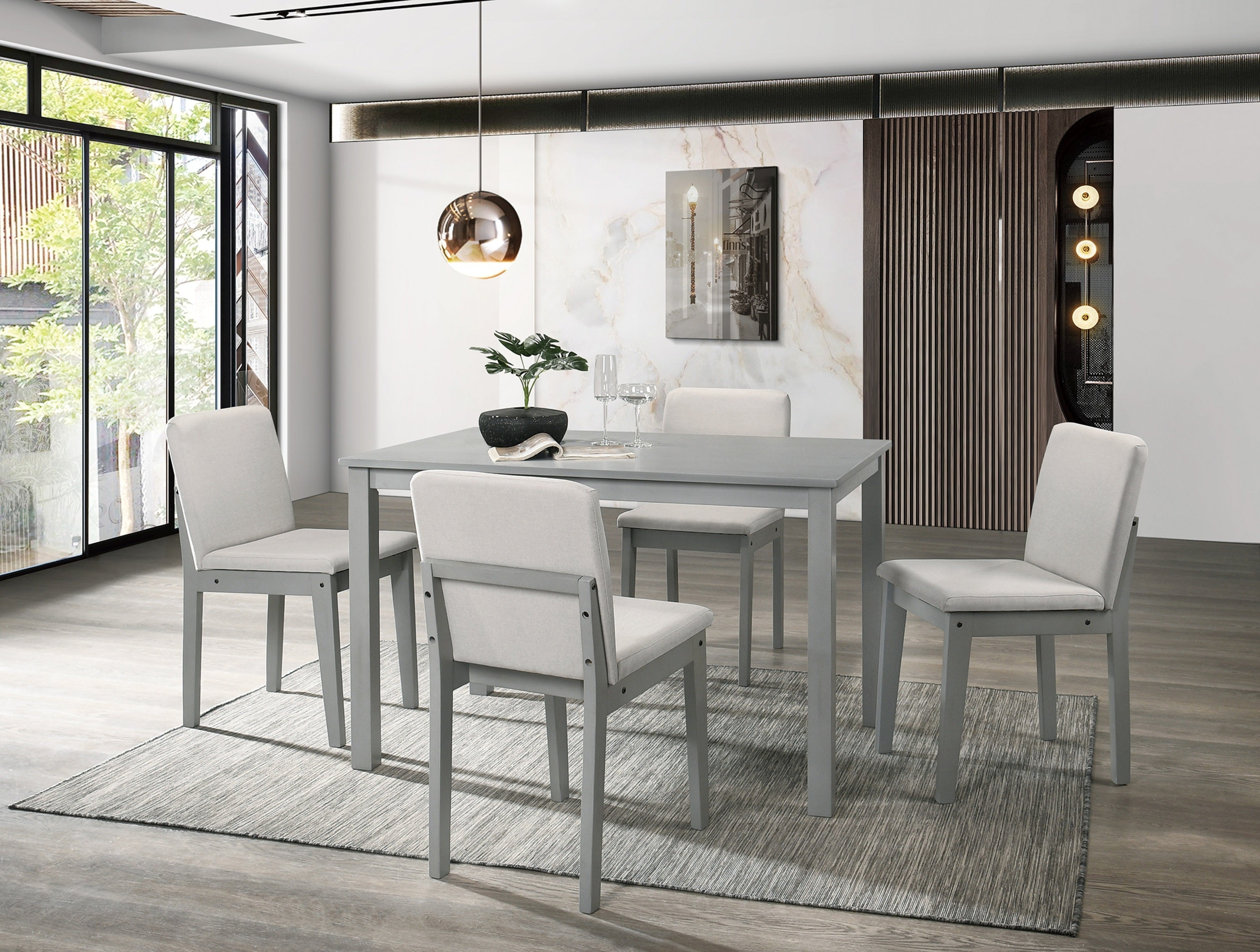 Davi 5pc Dining Room Set Dining Table 4x Chairs - Gray+Beige - Walmart.com