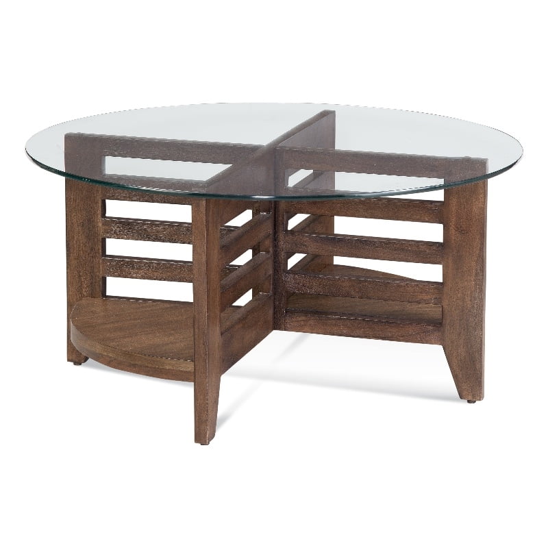 Davi Cocktail Table in Chocolate Brown Wood and Glass - Walmart.com