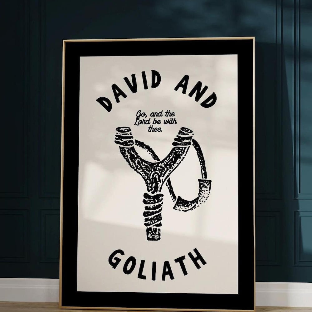 David And Goliath Art Print, Retro Christian Decor UNFRAMED PAPER ...
