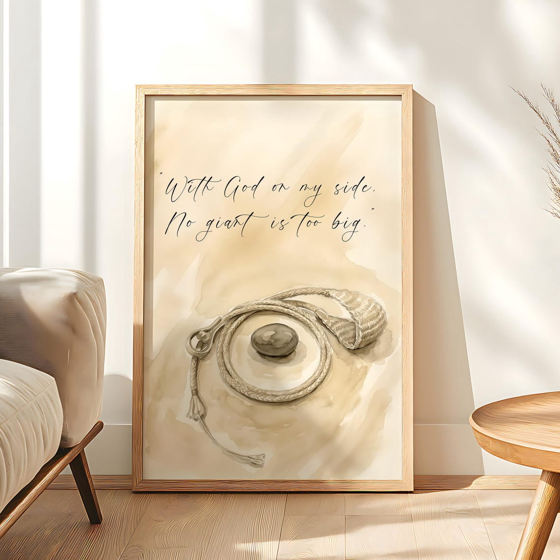 David And Goliath Faith Scripture Wall Art, Unframed Paper Print Size ...