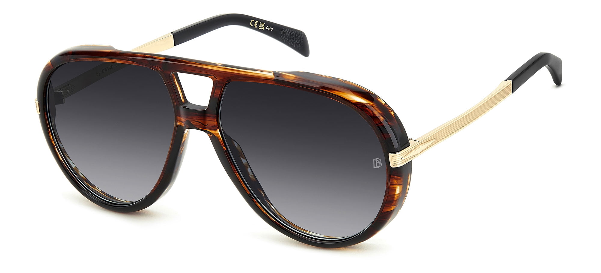 David Beckham - DB 99/VOYAGER, Pilot acetate men BROWN HORN GOLD/ DARK ...