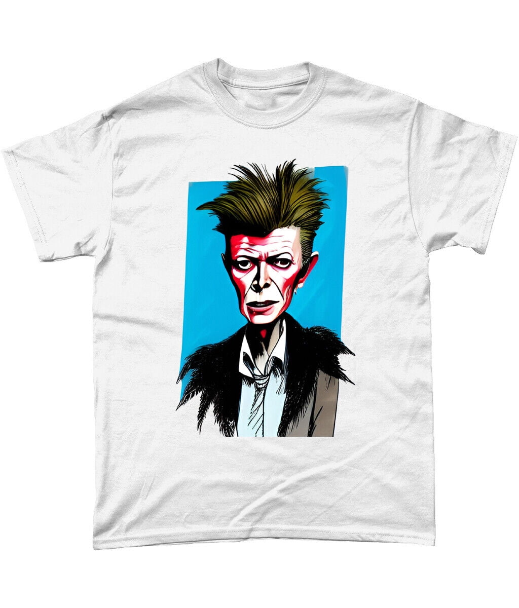 David Bowie Cartoon T Shirt Ziggy Stardust Mick Ronson - Walmart.com