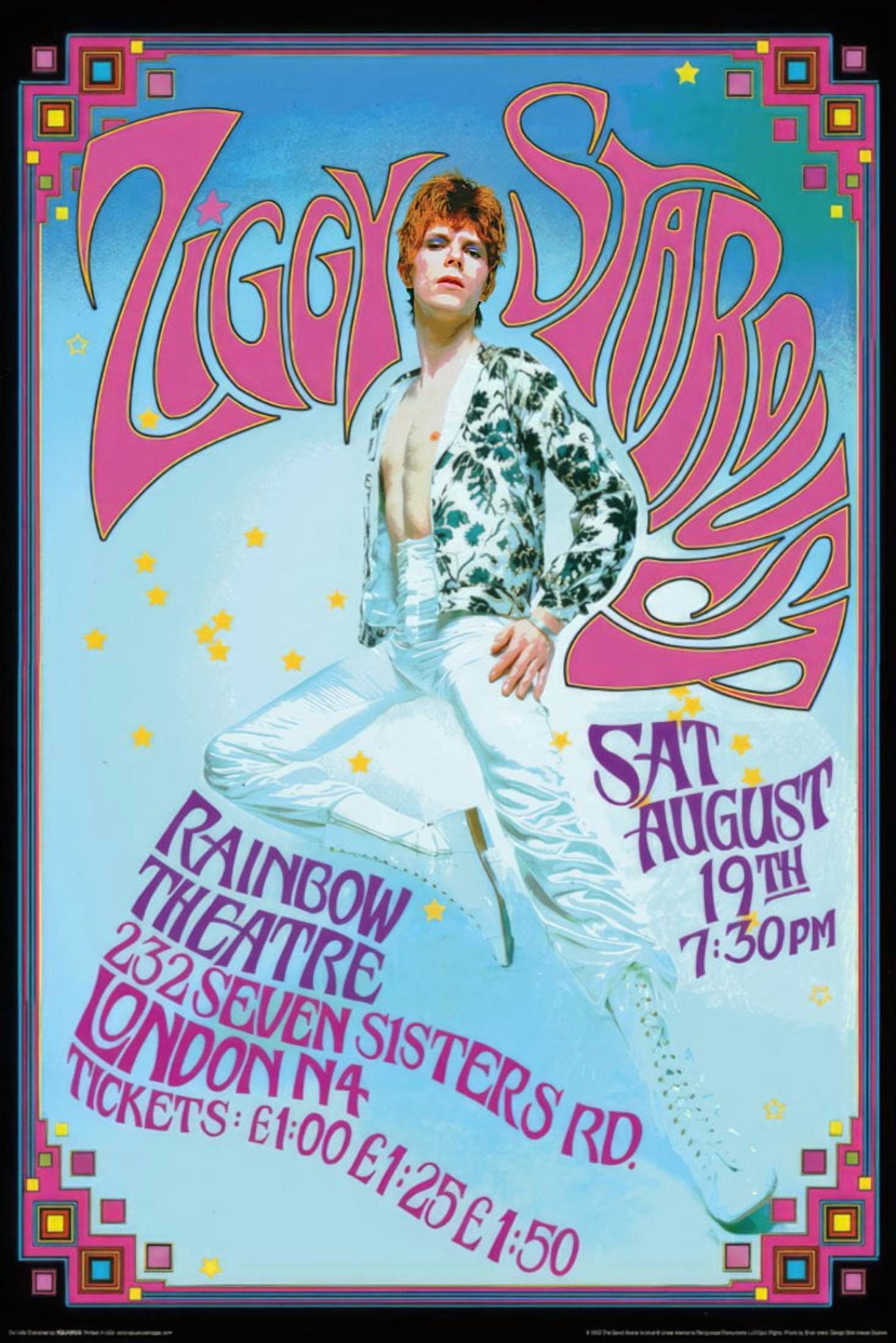David Bowie - Pop-Art Music Poster (Ziggy Stardust - Rainbow Theatre ...