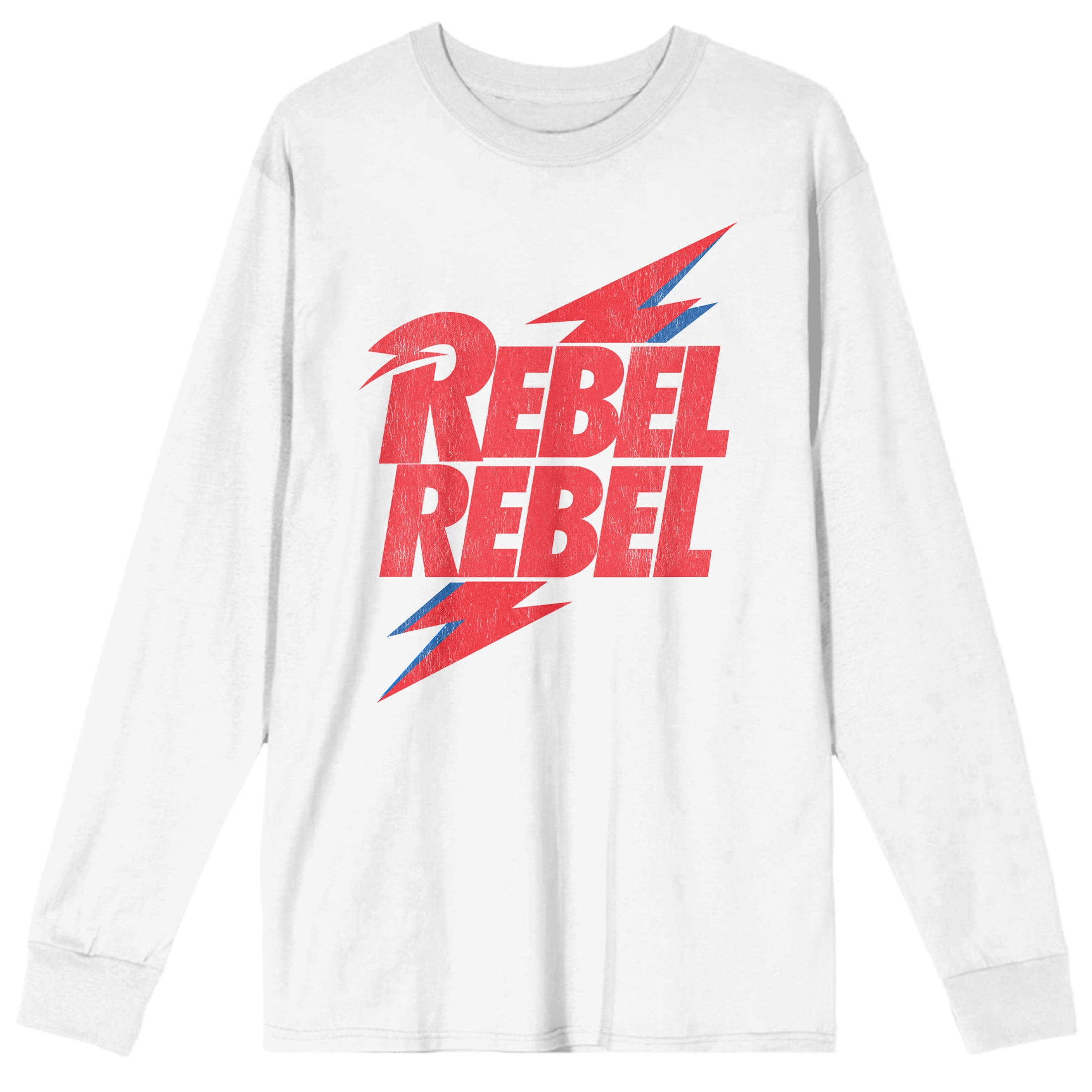 David Bowie Rebel Rebel Power Logo on White Adult Crew Neck-XL ...