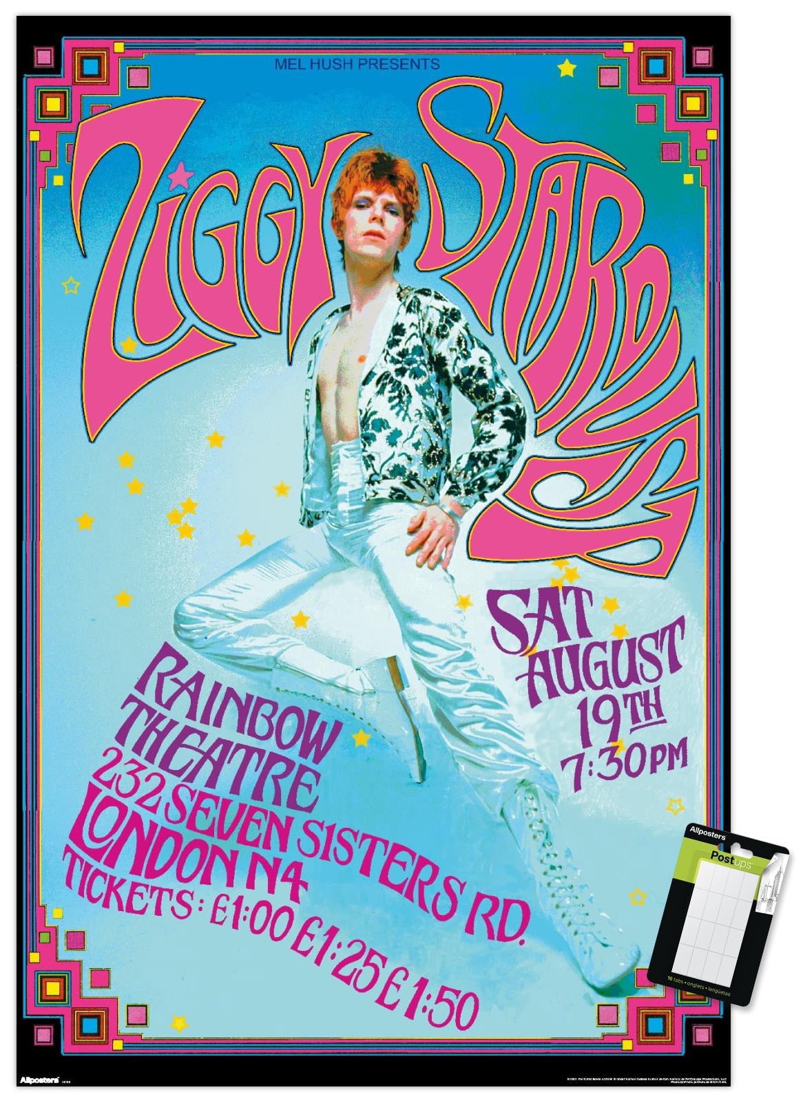 David Bowie - Ziggy Stardust Rainbow Theater Wall Poster, 22.375" x 34 ...