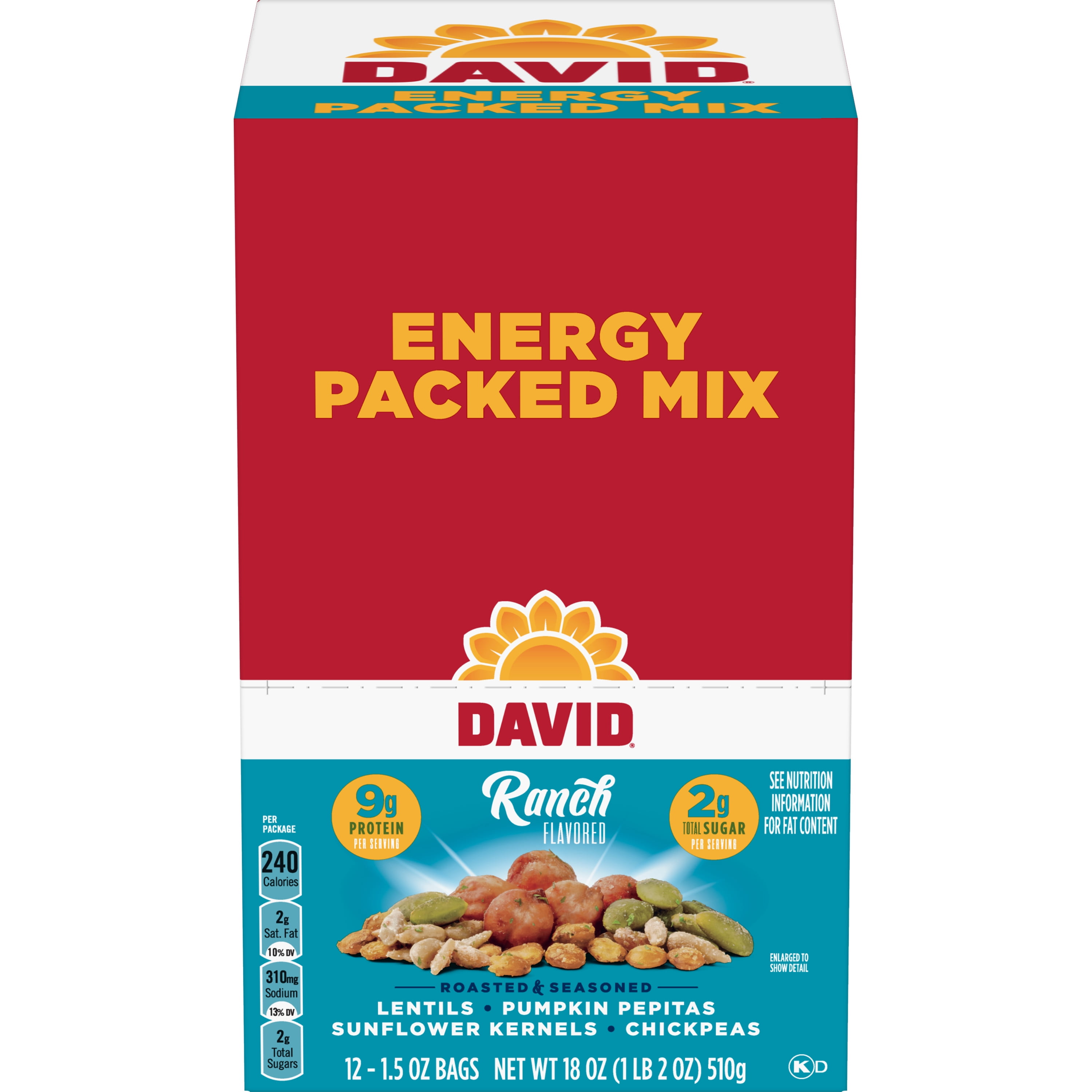 David Energy Mix Ranch 1.5oz (Pack of 12) - Walmart.com