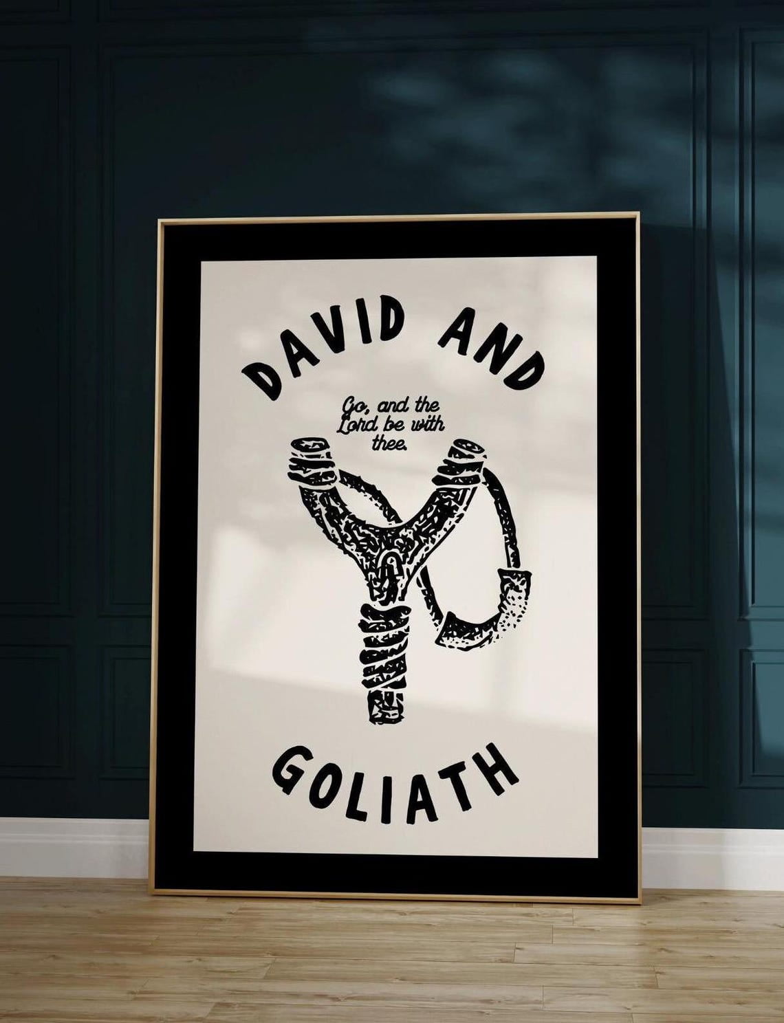 David And Goliath Art Print Christian Wall Art Minimalist Bible Poster ...