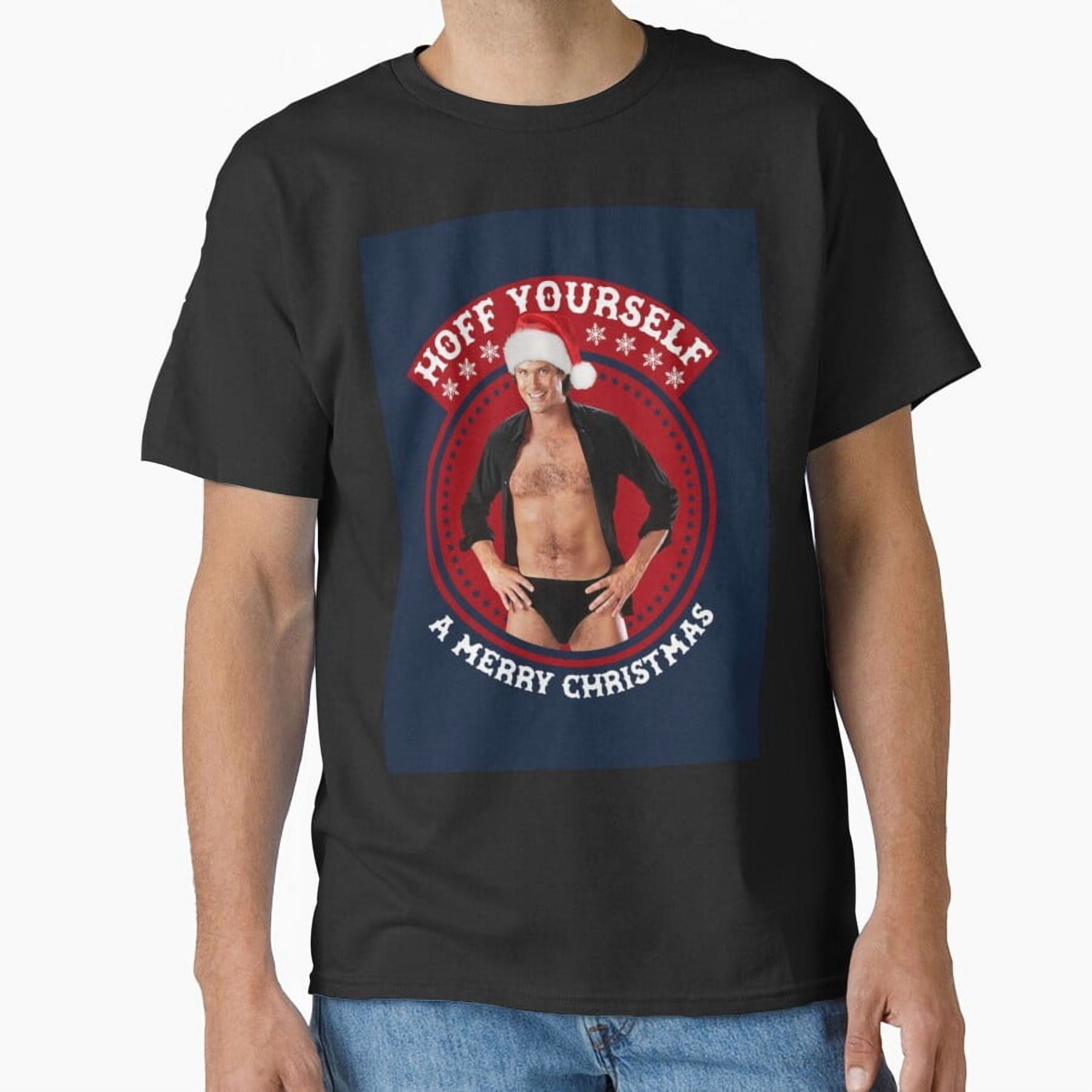 David Hasselhoff Funny Merry Christmas H4282 T-Shirt, for Men and Women ...
