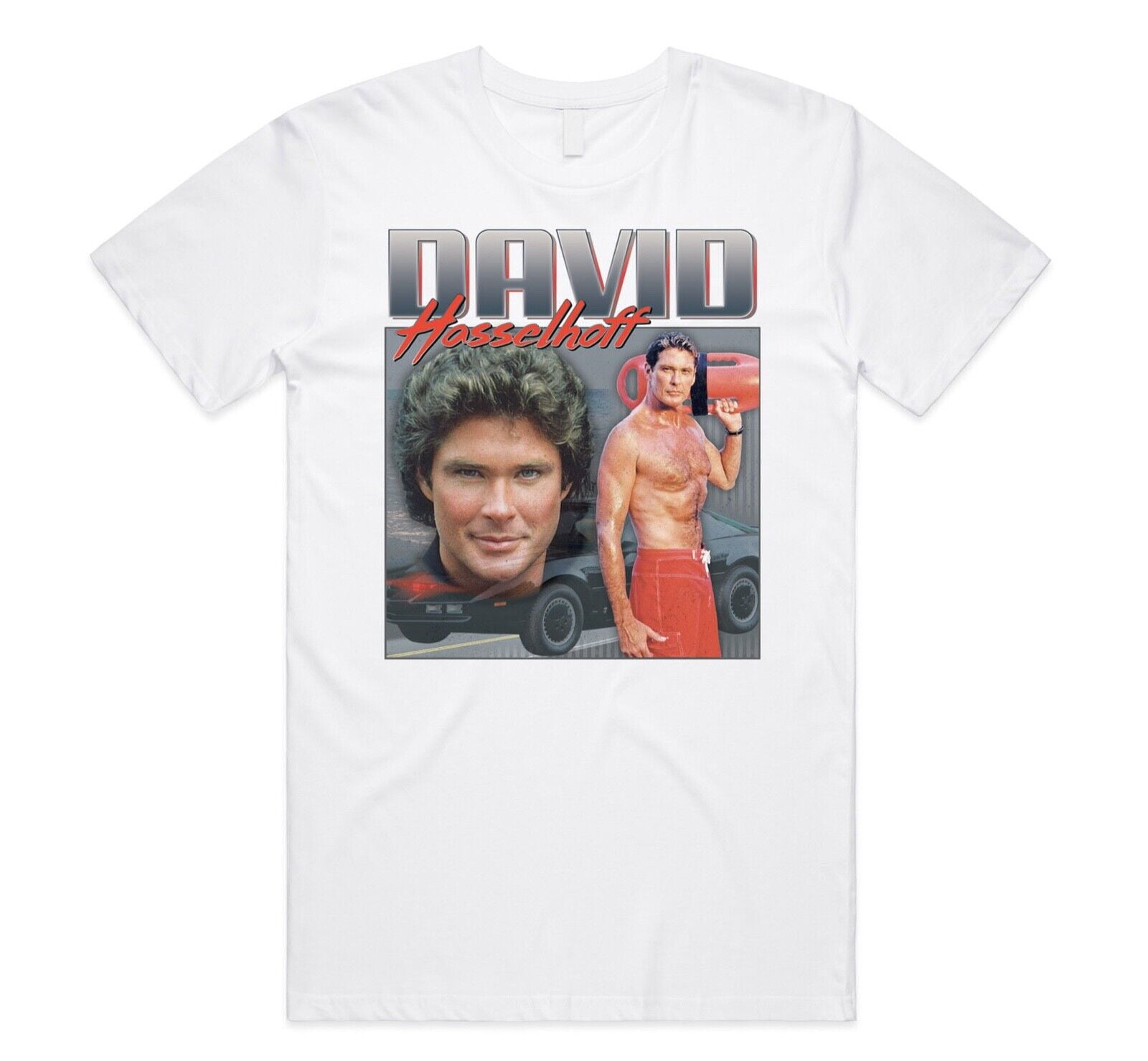 David Hasselhoff Homage T-shirt Tee Funny 80s Knight Rider Kitt Vintage ...