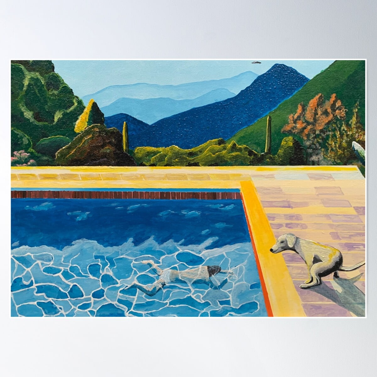 David Hockney Pool With Pooping Dog Poster Wall Art, Modern Wall Decor For Living Room Bedroom ...