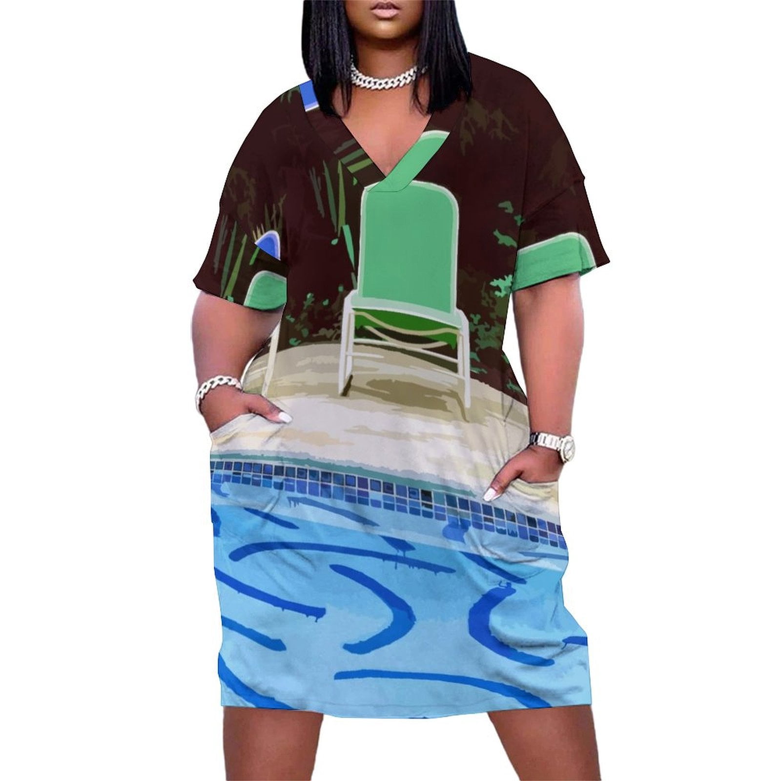 David Hockney Relaxing Vector Art Loose Pocket Dress Clothing clothes ...