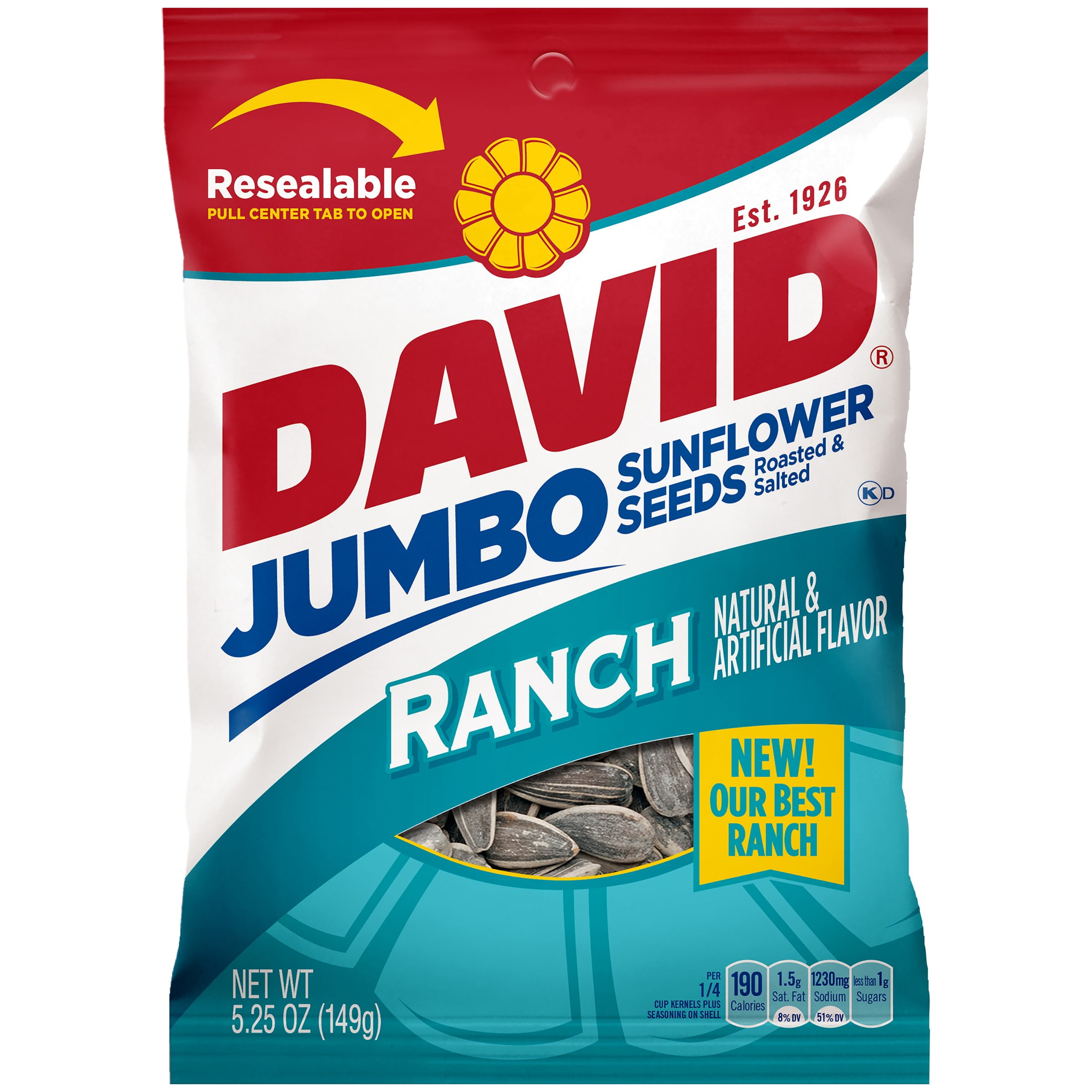 David Jumbo Sunflower Ranch Flavor, 5.25 Ounce Bag - Walmart.com