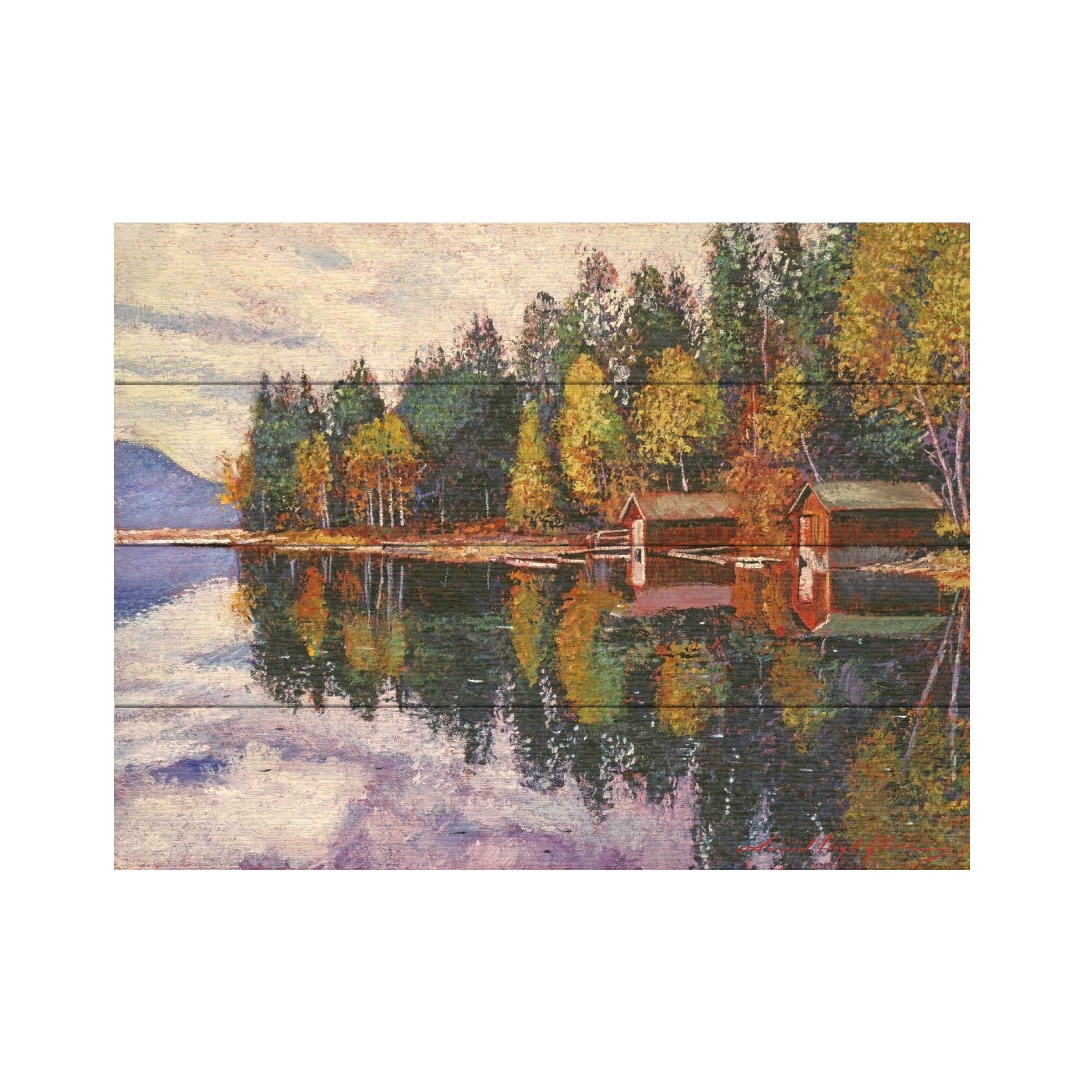 Trademark Fine Art David Lloyd Glover Lakeshore Boathouses Wood Slat ...