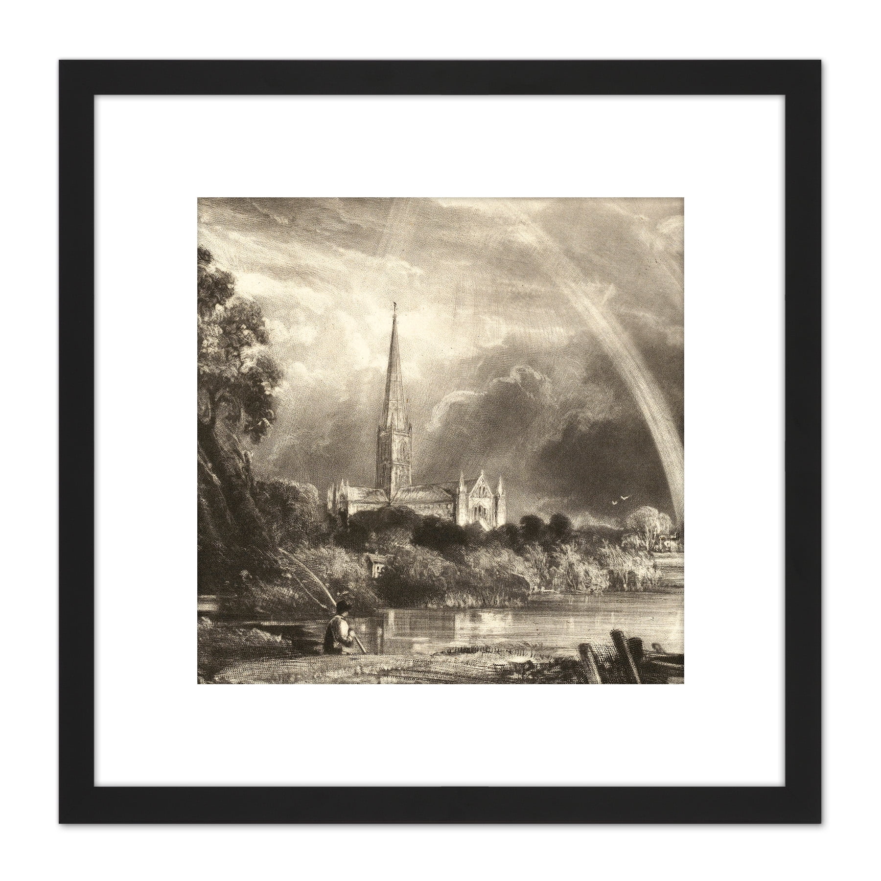 David Lucas Salisbury Cathedral From Meadows Painting 8X8 Inch Square ...