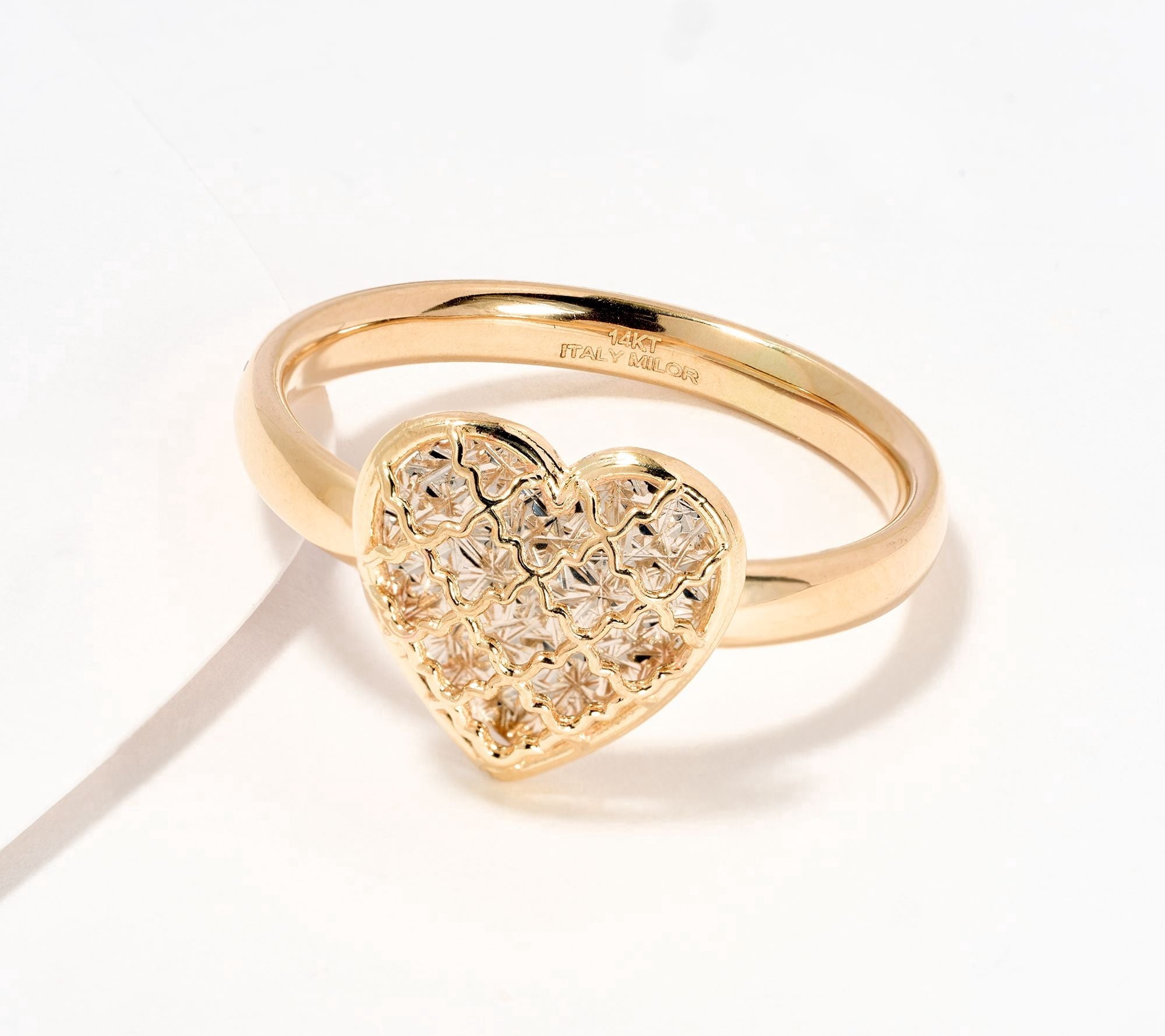 David Markstein 14K Yellow Gold Two-Tone Heart Ring, Ring 8 - Walmart.com