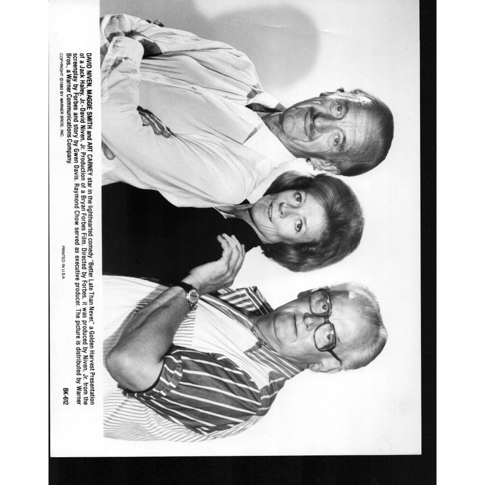 David Niven Maggie Smith And Art Carney Ad For Better Late Than Never ...