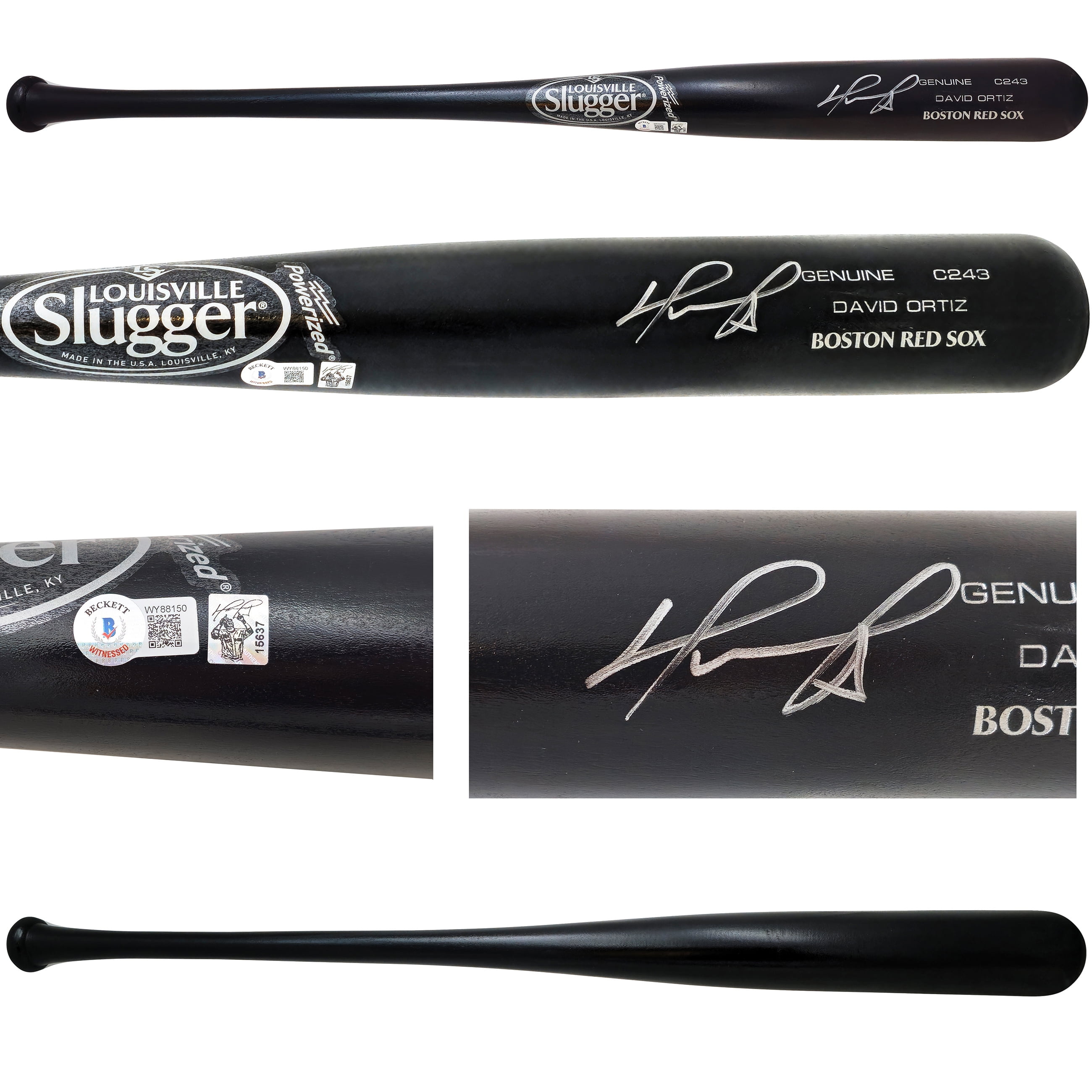 David Ortiz Autographed Black Louisville Slugger Player Model C243 Baseball Bat Boston Red Sox ...