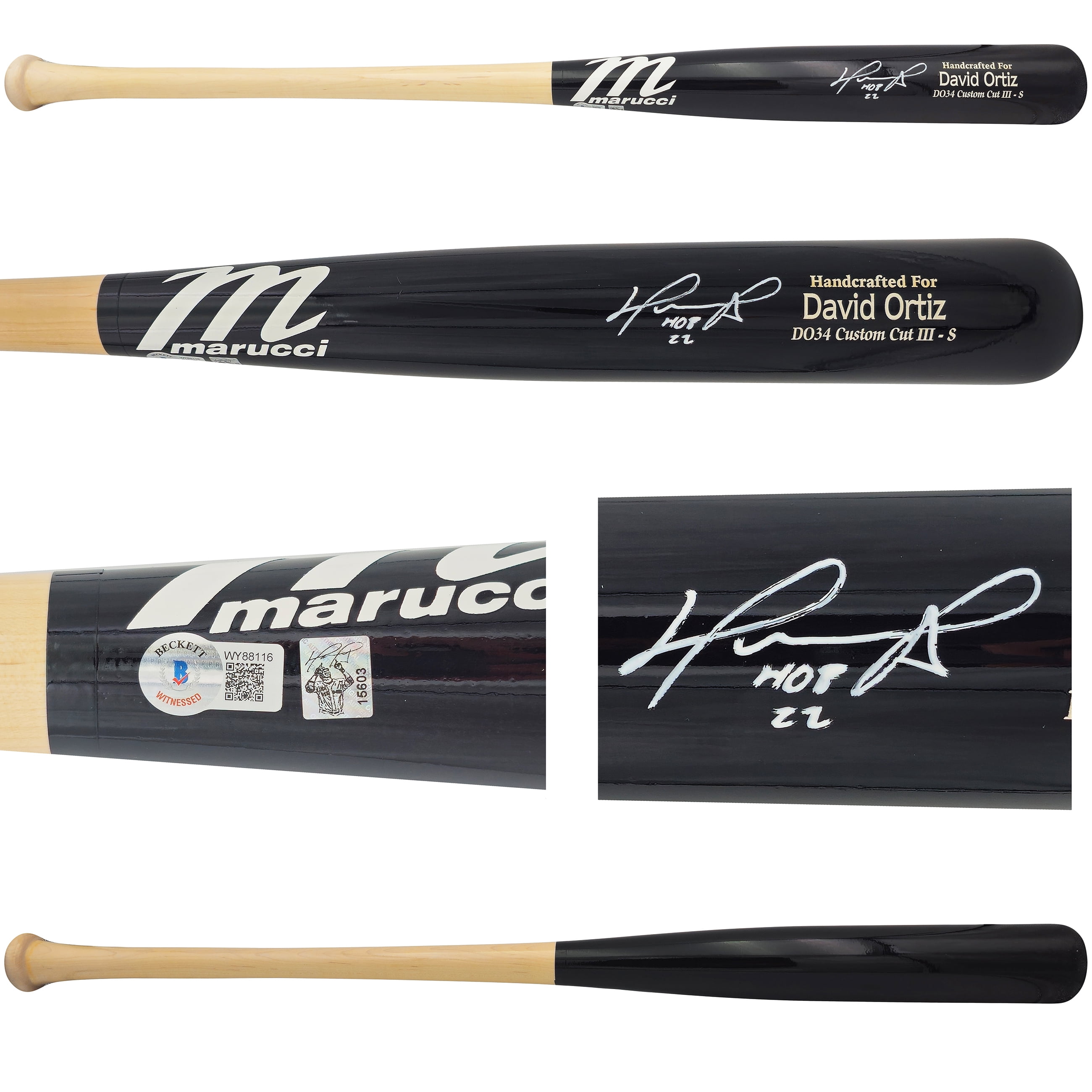 David Ortiz Autographed Black Marucci Player Model Baseball Bat Boston ...