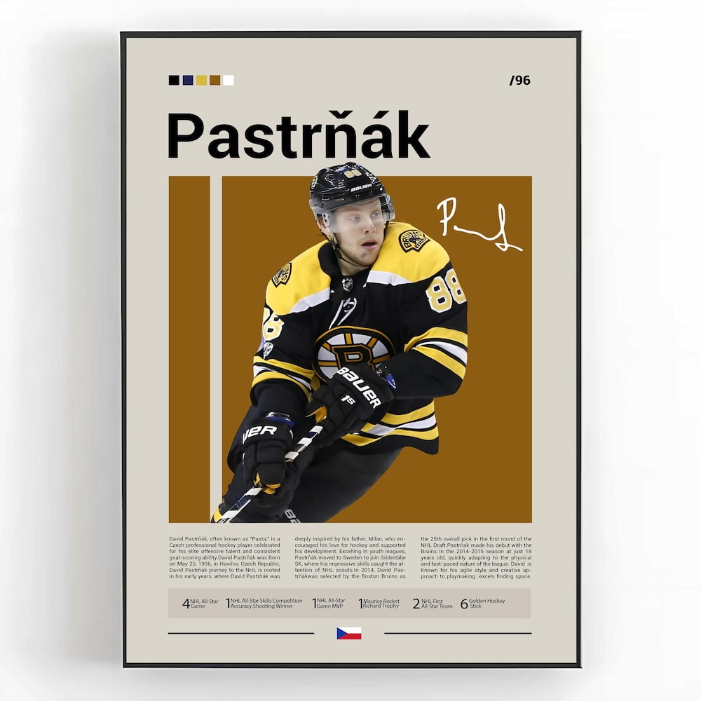David Pastrnak Poster, Boston Bruins Print, Hockey Art, Sports Poster ...