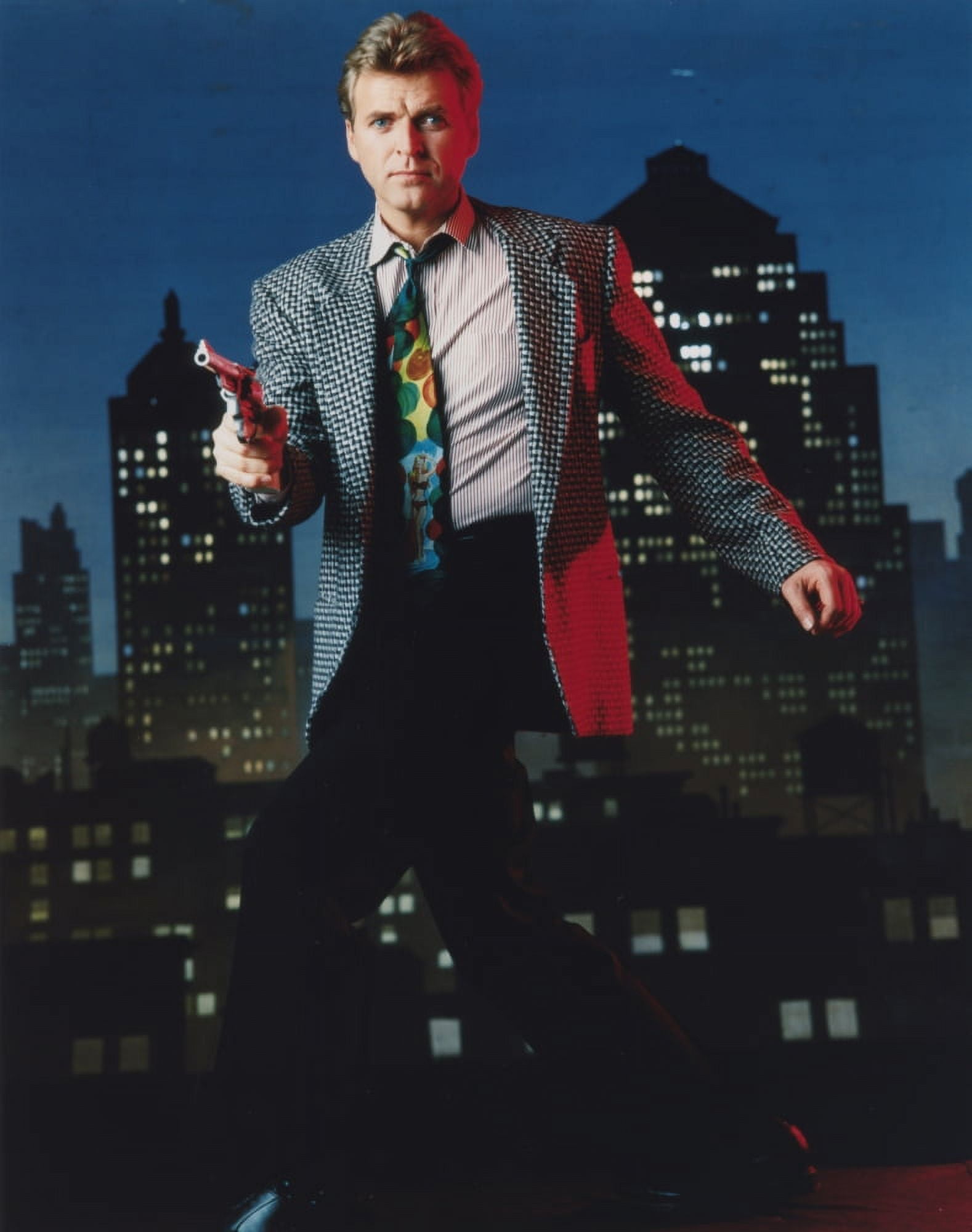 David Rasche Pointing a Gun in Black and White Suit Photo Print (24 x ...