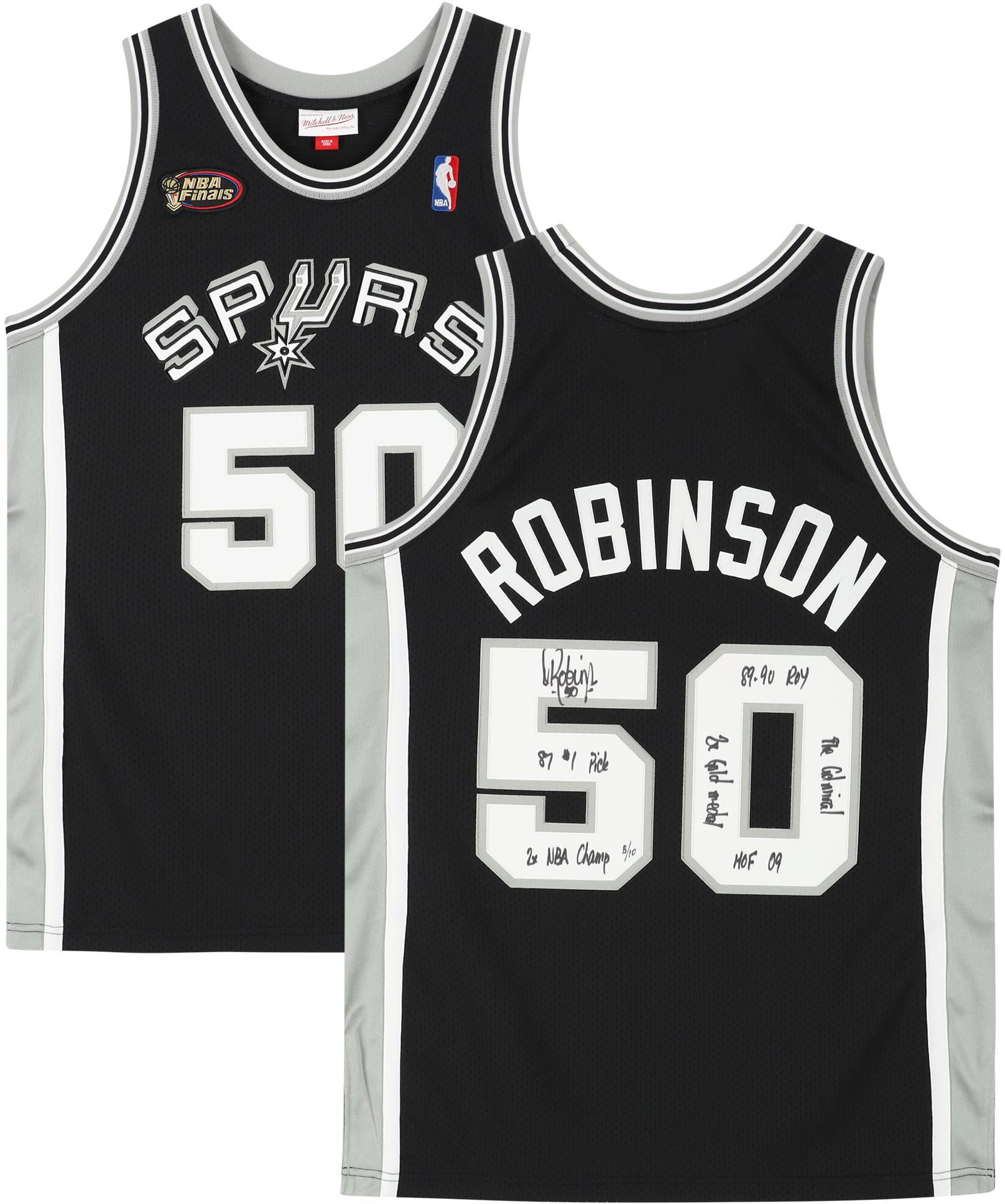 David Robinson San Antonio Spurs Autographed Black Mitchell & Ness 1998 ...