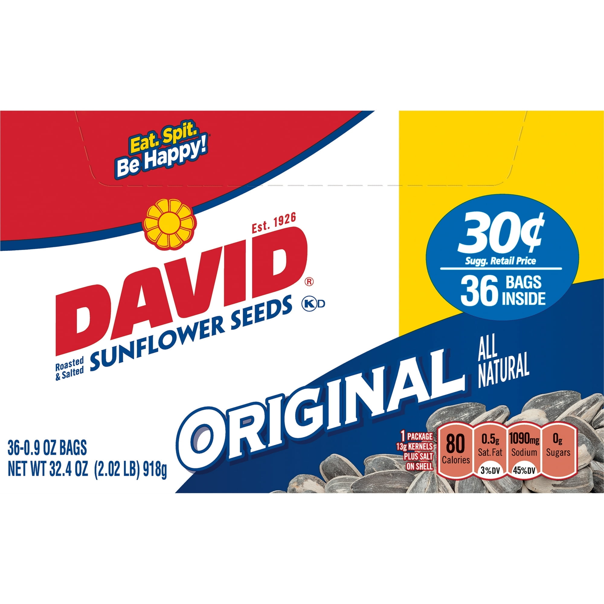 David Seed SunFlower Seeds, Original, 36 Count Pack of 1 - Walmart.com