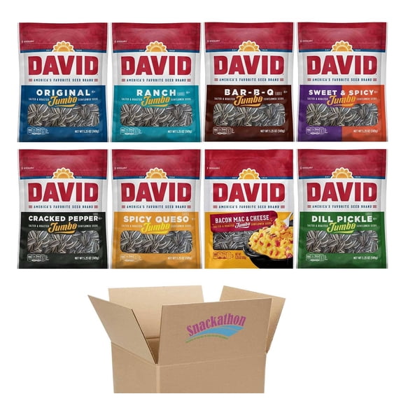 Snackathon David Sunflower Seeds Variety Pack, 8 Flavors, 5.25 Ounce ...