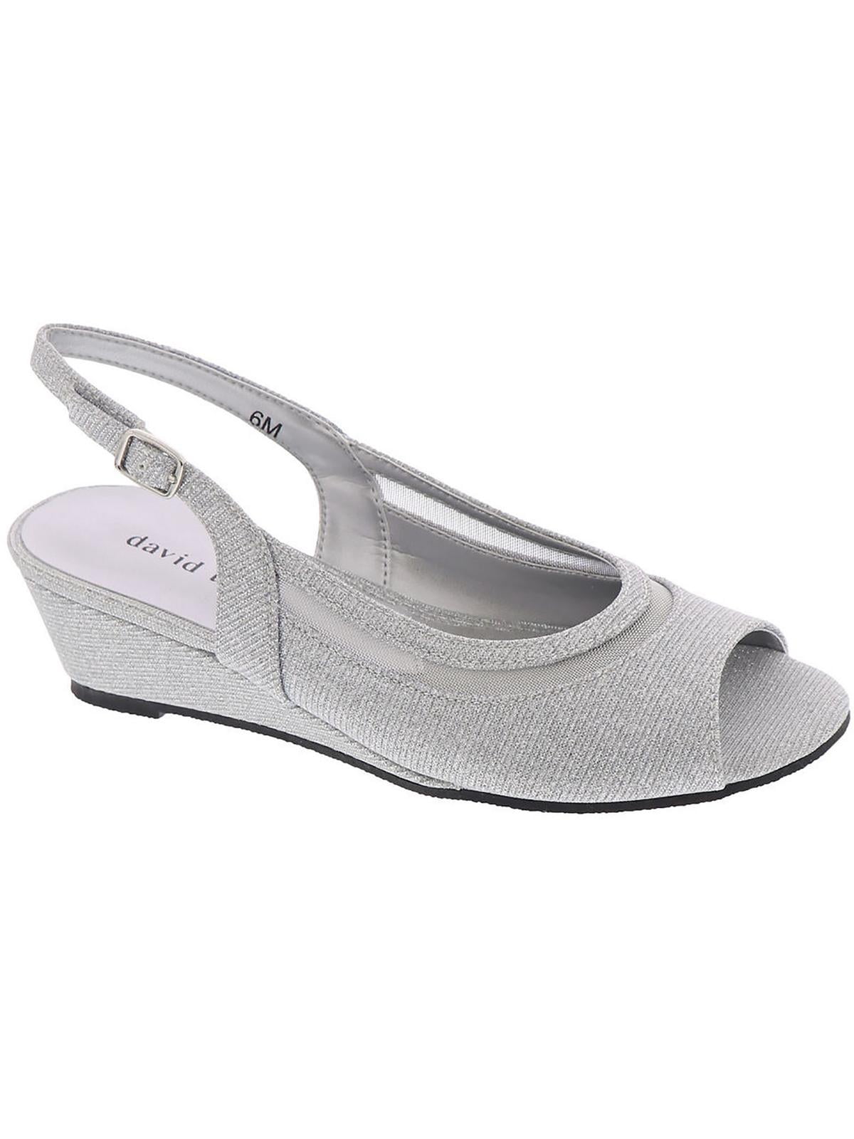 David Tate Womens Edith Glitter Peep-Toe Slingback Heels - Walmart.com
