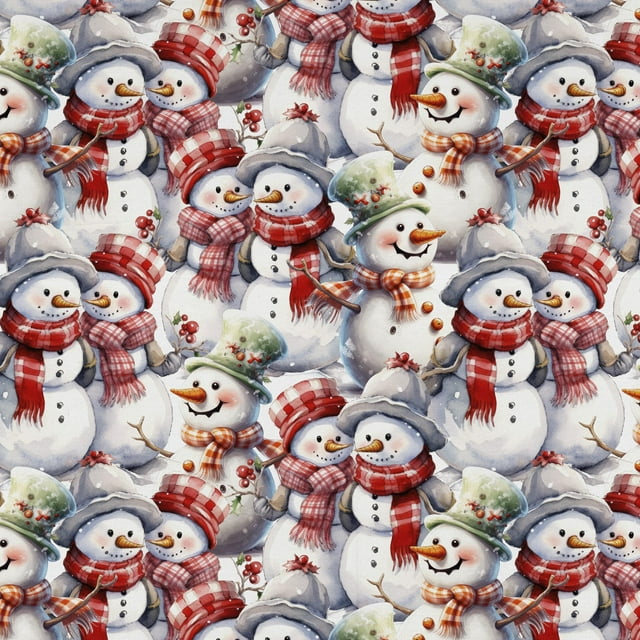 David Textiles 1-Yard Cotton Celebrating Snowmen Precut Fabric, Multi ...