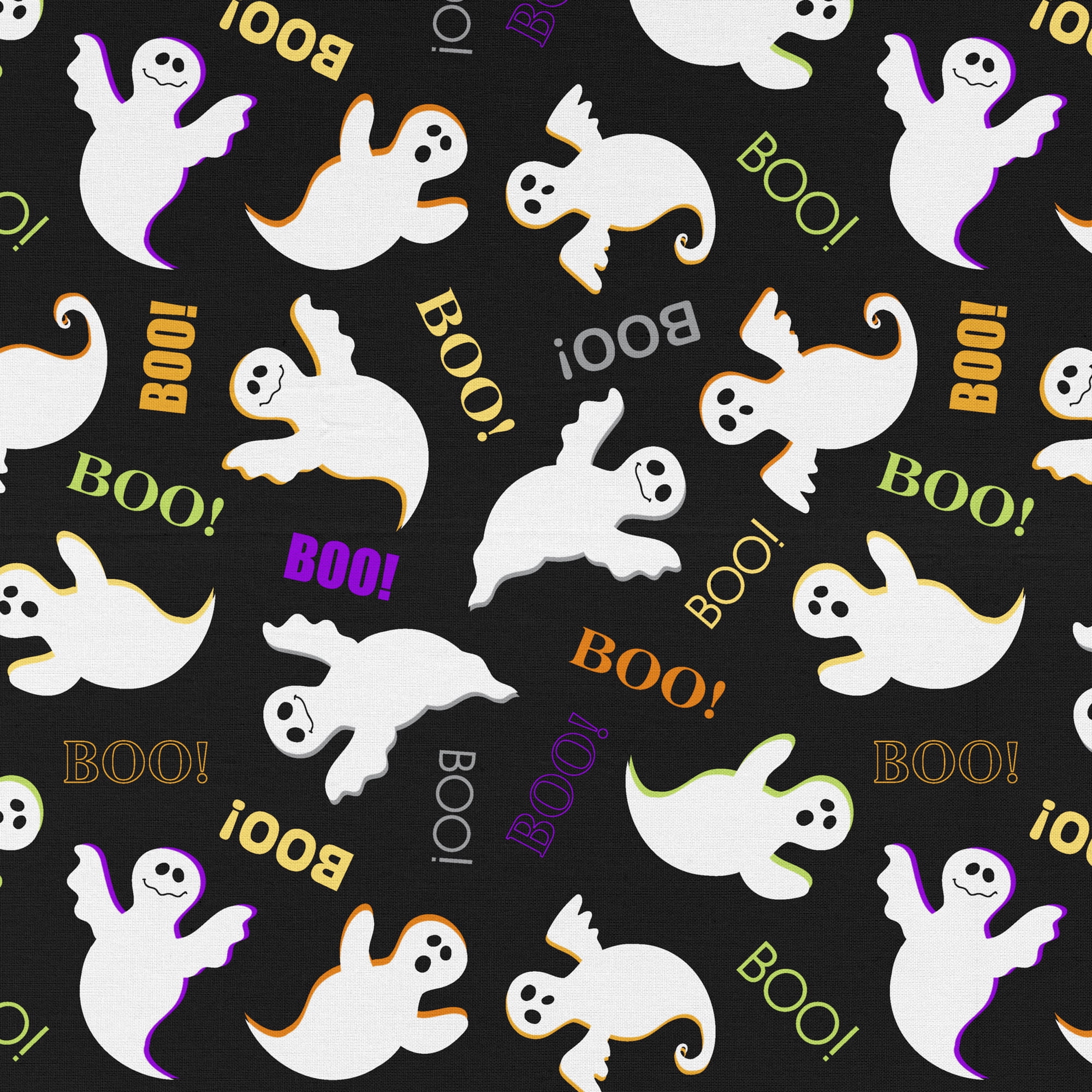 David Textiles 1-Yard Cotton Spooky Ghosts Precut Fabric, Black ...