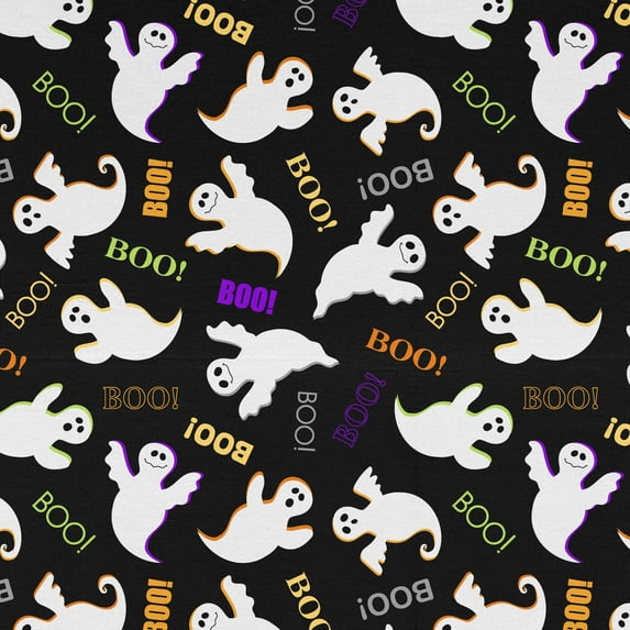 David Textiles 21" x 18" Cotton Spooky Ghost Precut Fabric, Black|White ...