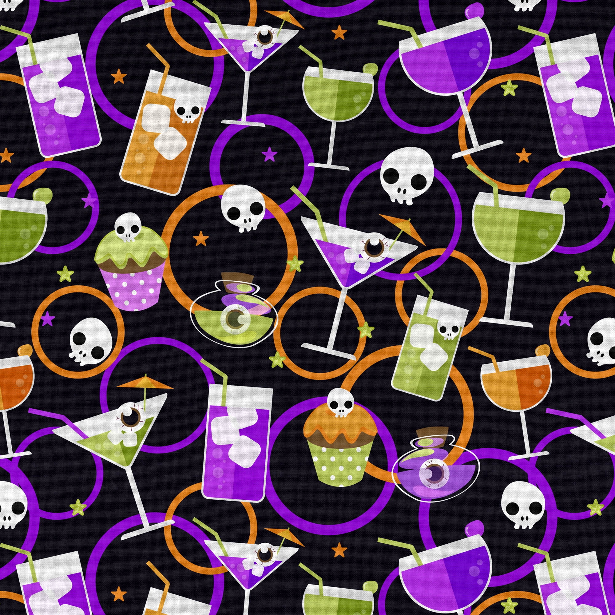 David Textiles 21" x 18" Cotton Toxic Tonics Precut Fabric, Black ...