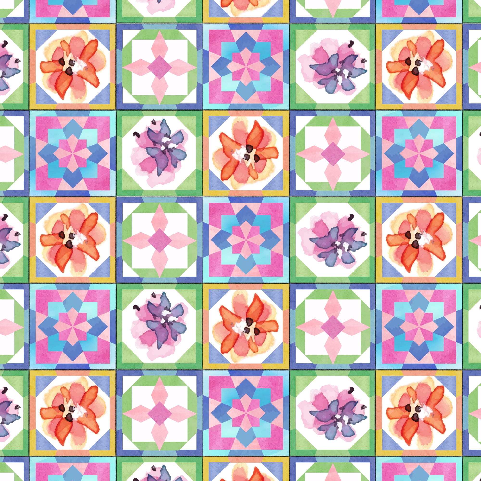 David Textiles 44" Cotton Beautiful Ride Tiles Fabric by the Yard ...