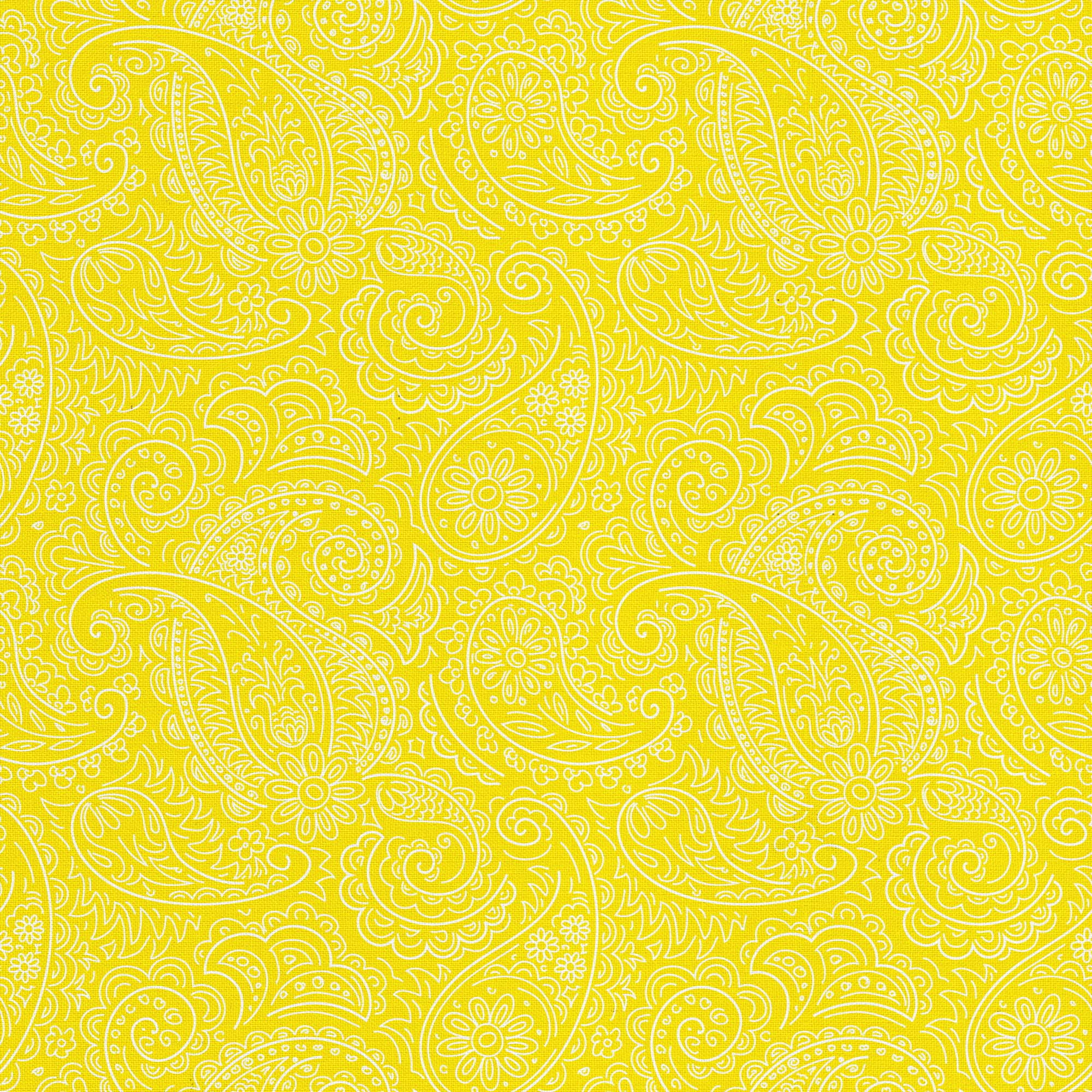 David Textiles 44" Cotton Drawn Paisley Fabric by the Yard, Yellow ...