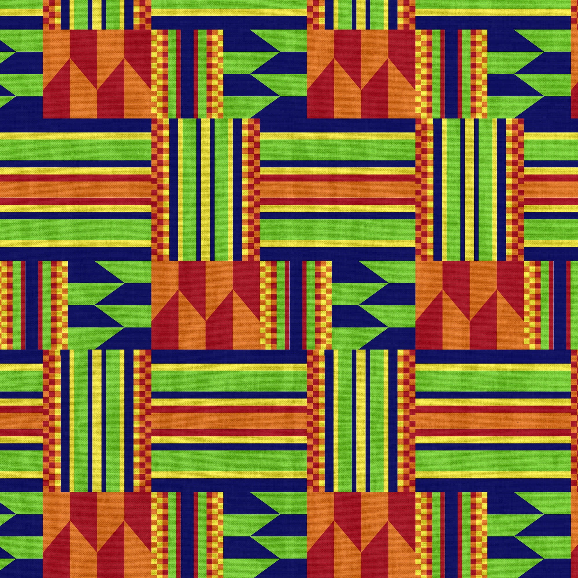 David Textiles 44" Cotton Kente Squares Fabric By the Yard, Multi ...