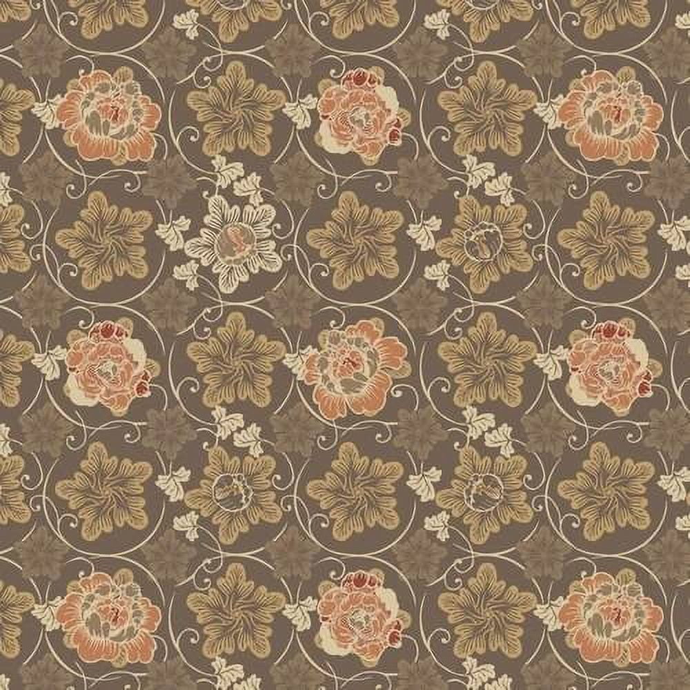 David Textiles 44" Cotton Stella Vines Fabric by the Yard, Brown ...