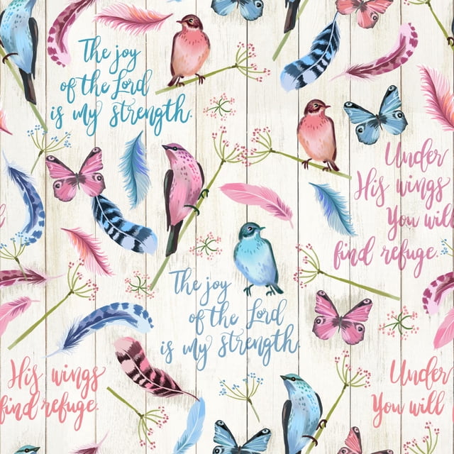 David Textiles 44" Cotton Under His Wings Fabric By the Yard, Multi ...
