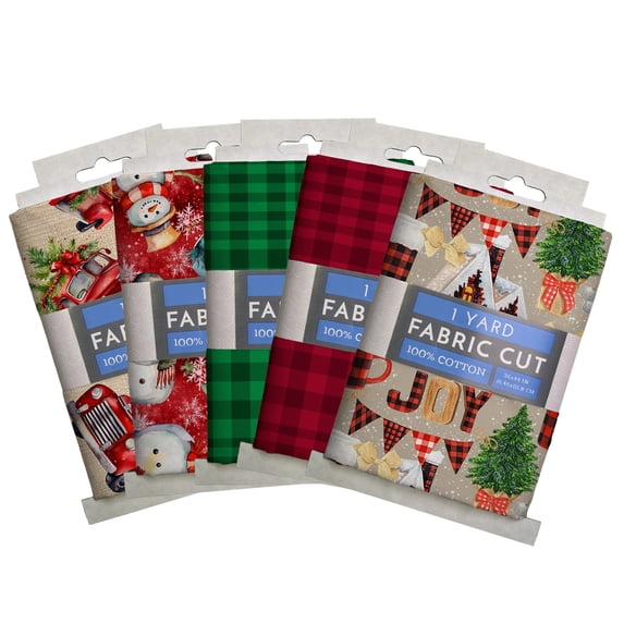 David Textiles 44 x 1 Yard Cotton 5-piece Christmas Bundle Sewing ...
