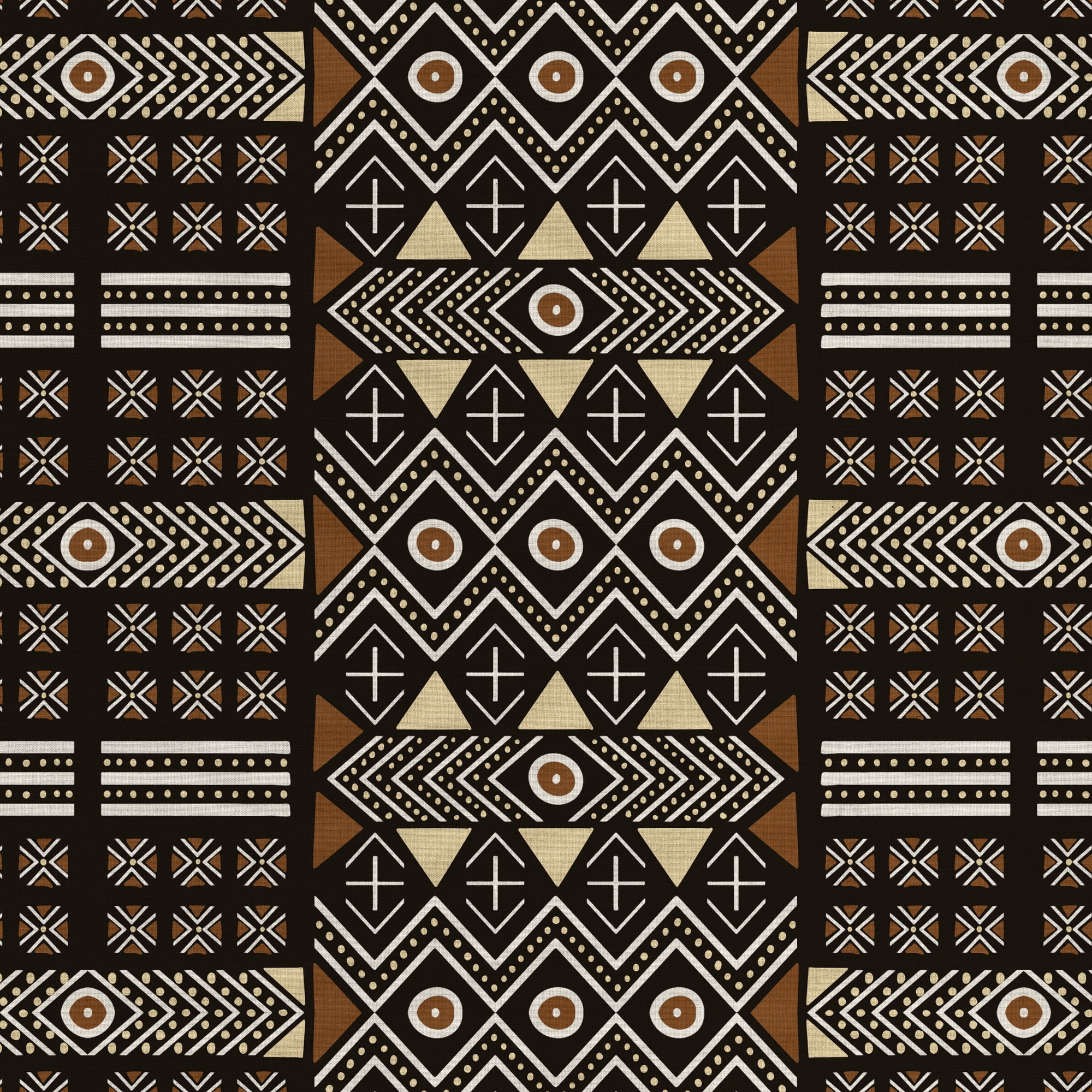 1 Yard 100% Cotton African Mudcloth 1, Black, 44" Wide for Quilting ...
