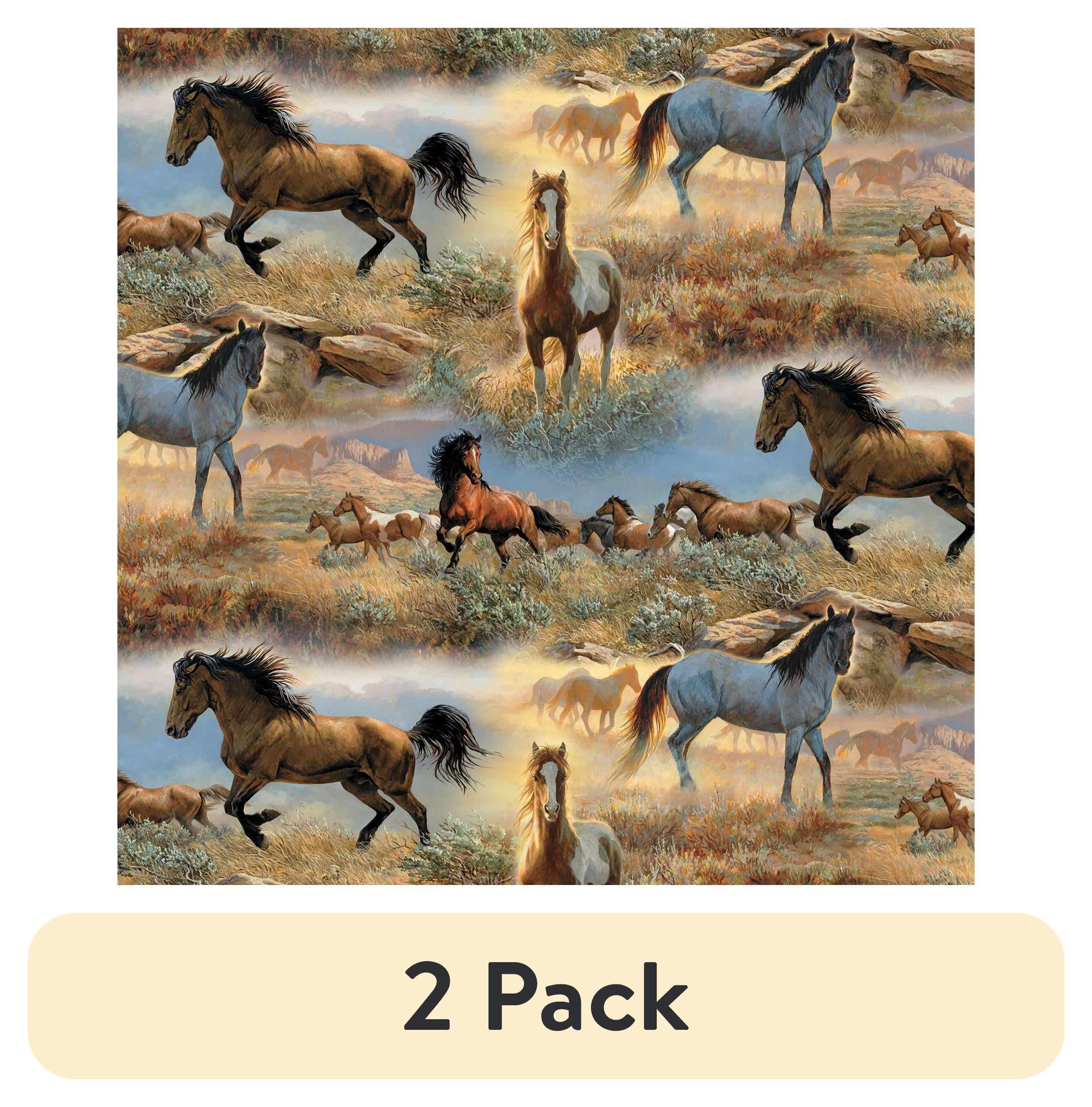 (2 pack) David Textiles 44" x 1 Yard Cotton Horses in the Prarie Sewing ...