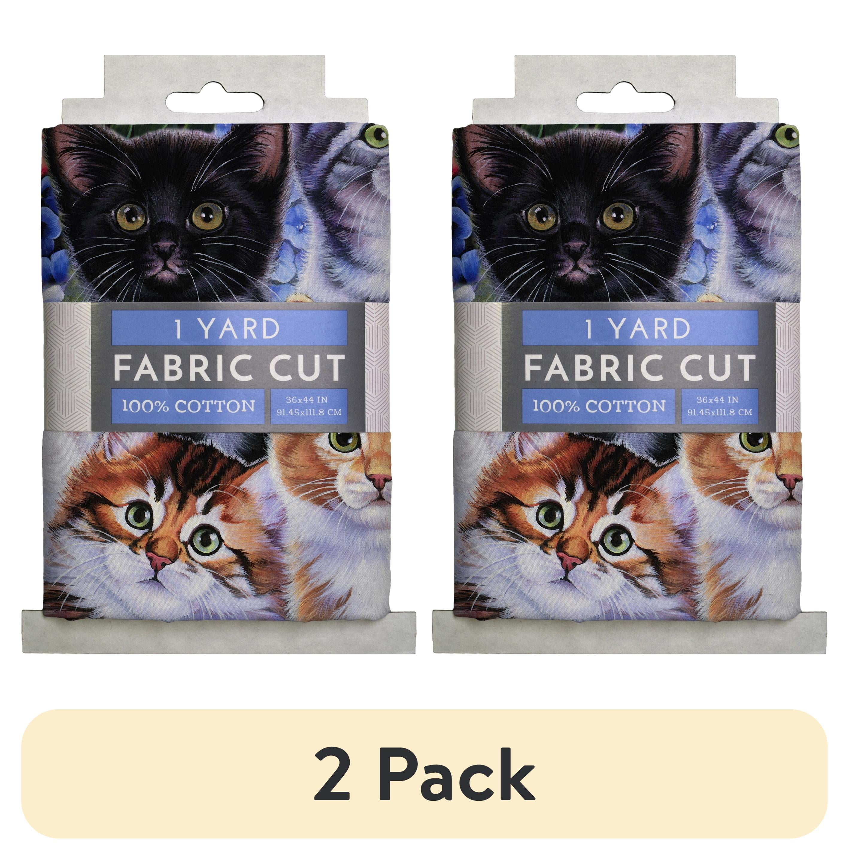 (2 pack) David Textiles 44" x 1 Yard Cotton Kittens and Flowers Sewing ...