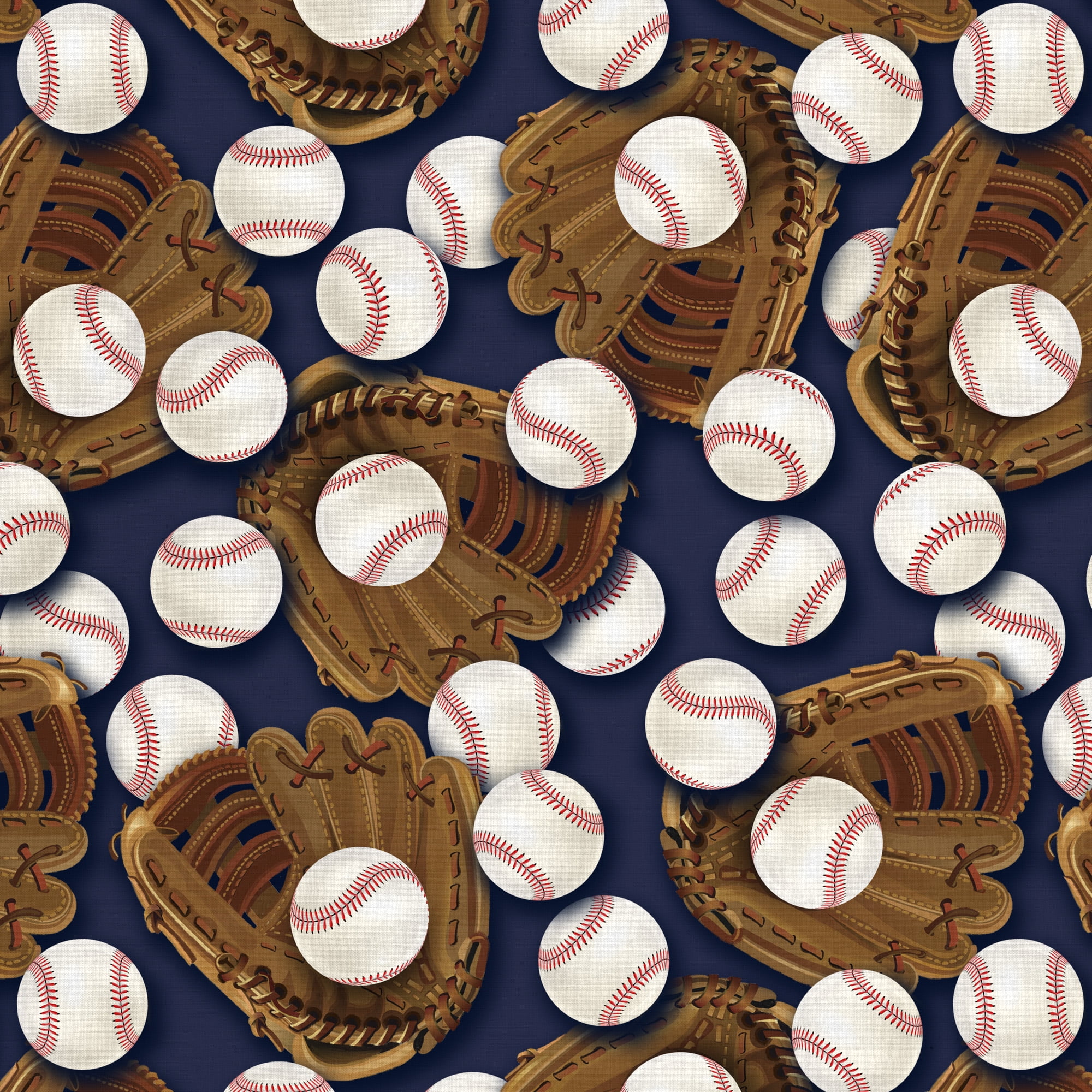 David Textiles 44" x 1 Yard Cotton Mitt and Ball Precut Fabric, Blue ...