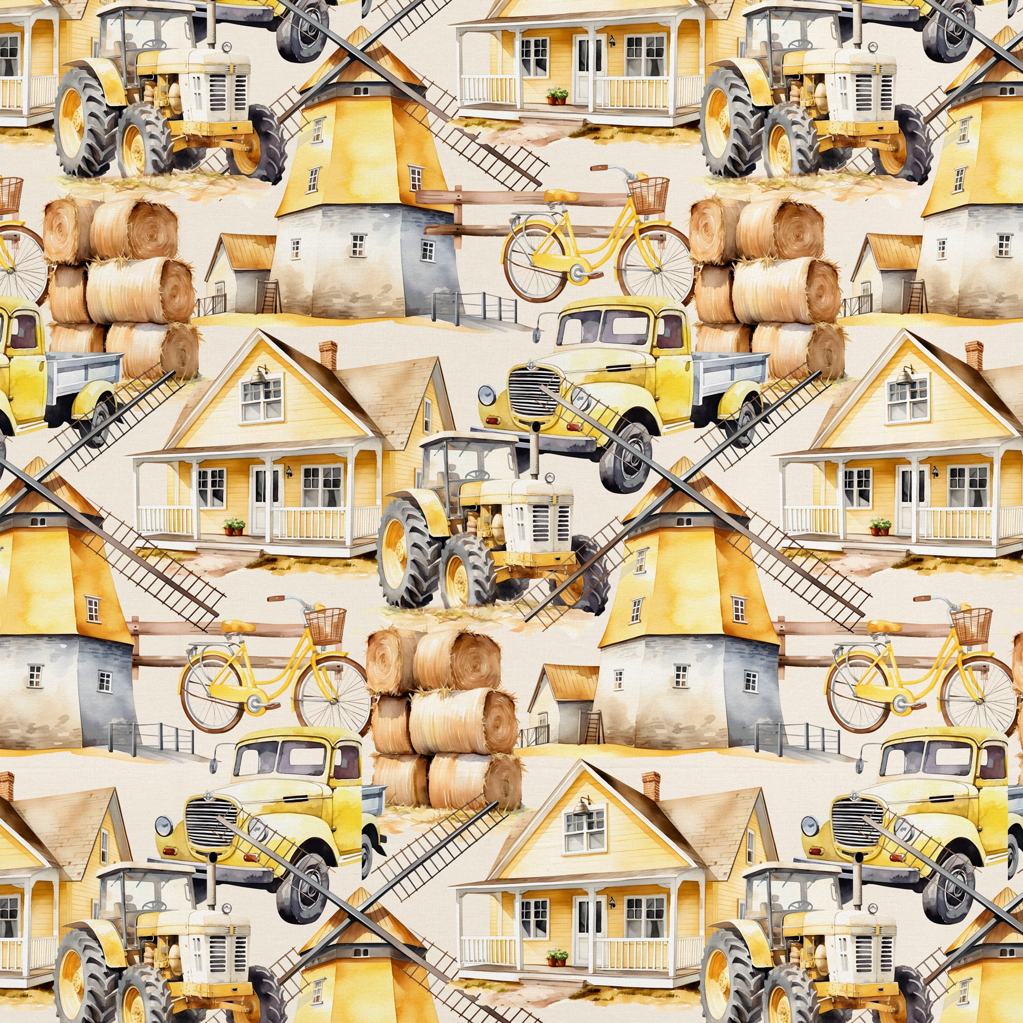 David Textiles 44" x 1 Yard Cotton Yellow Farm Precut Fabric ...