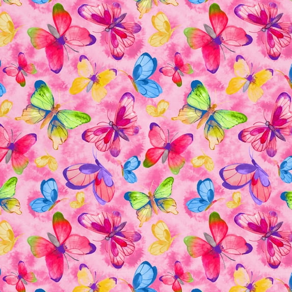 David Textiles 44" x 18" Cotton Colorful Buterfly Precut Fabric ...